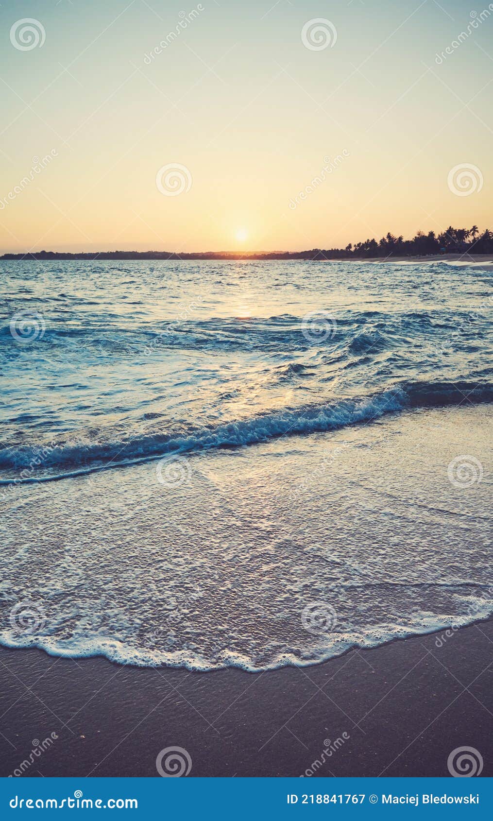 Color Toned Picture of a Tropical Beach at Sunset Stock Image - Image ...