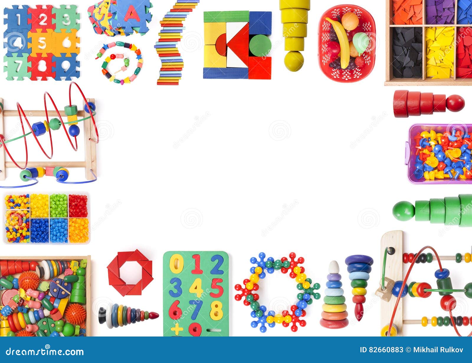 Color toys border stock illustration. Illustration of necklace - 82660883