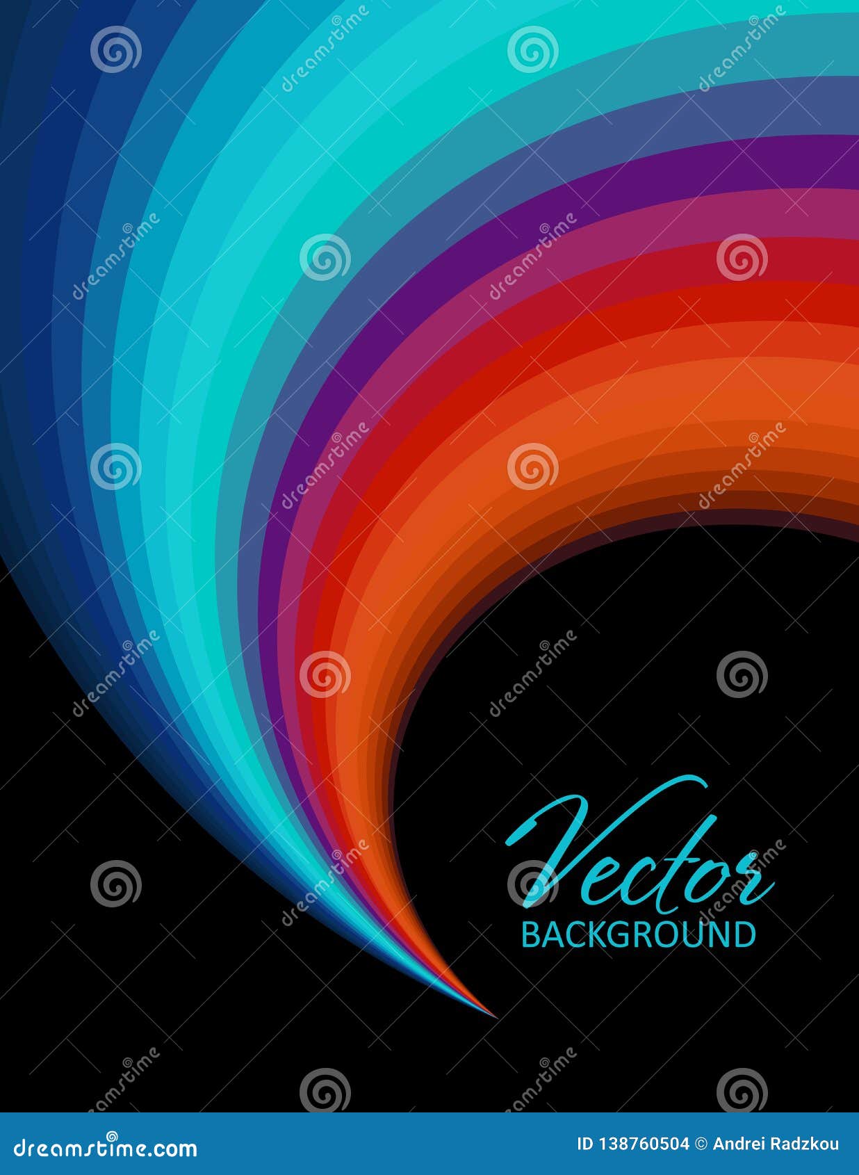 Color Trail. Template with Multicolored Curl on Black Stock Vector ...