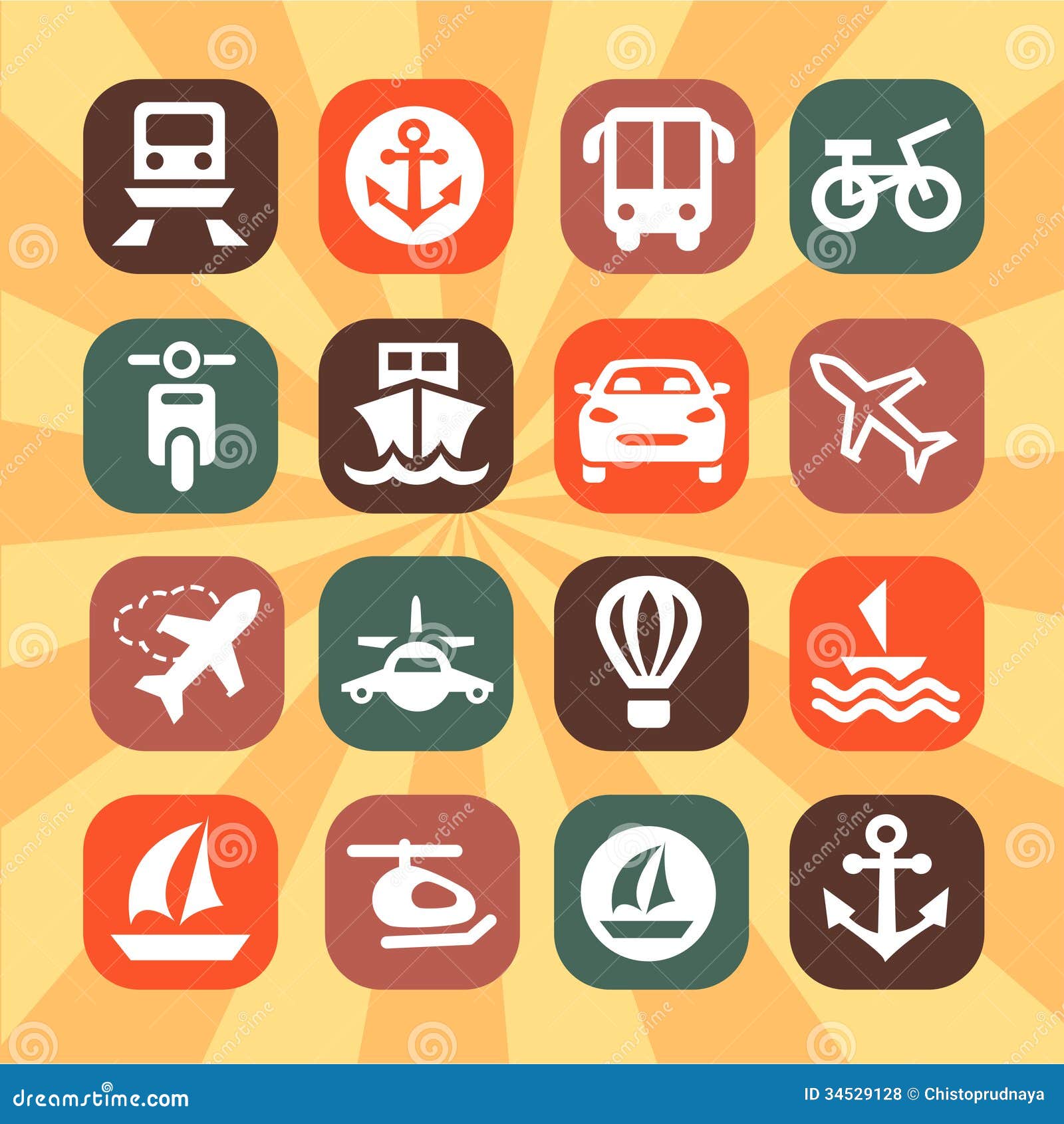 Color transportation icons stock vector. Illustration of interface ...