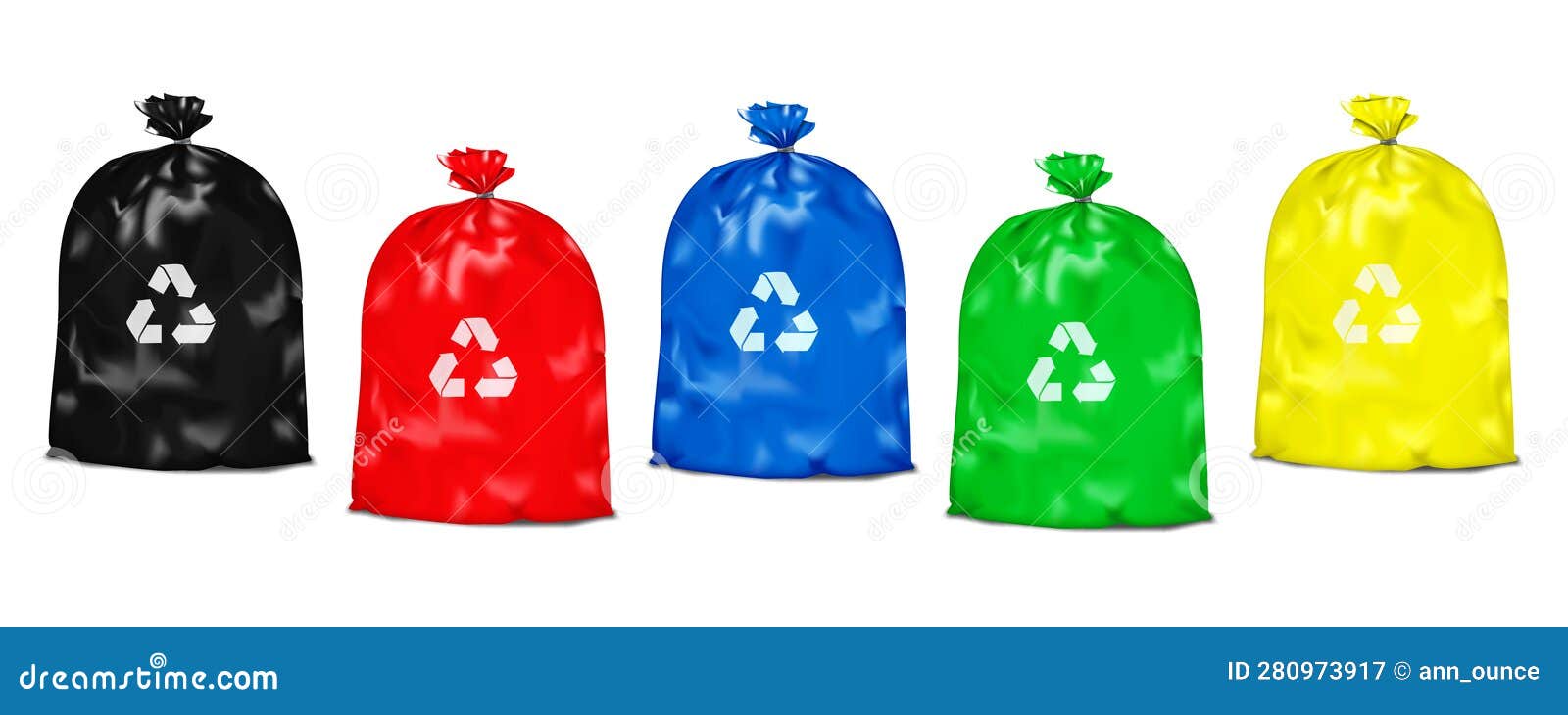 Color Trash Liner Set. Recycling Garbage Bag. Waste Separate Package ...