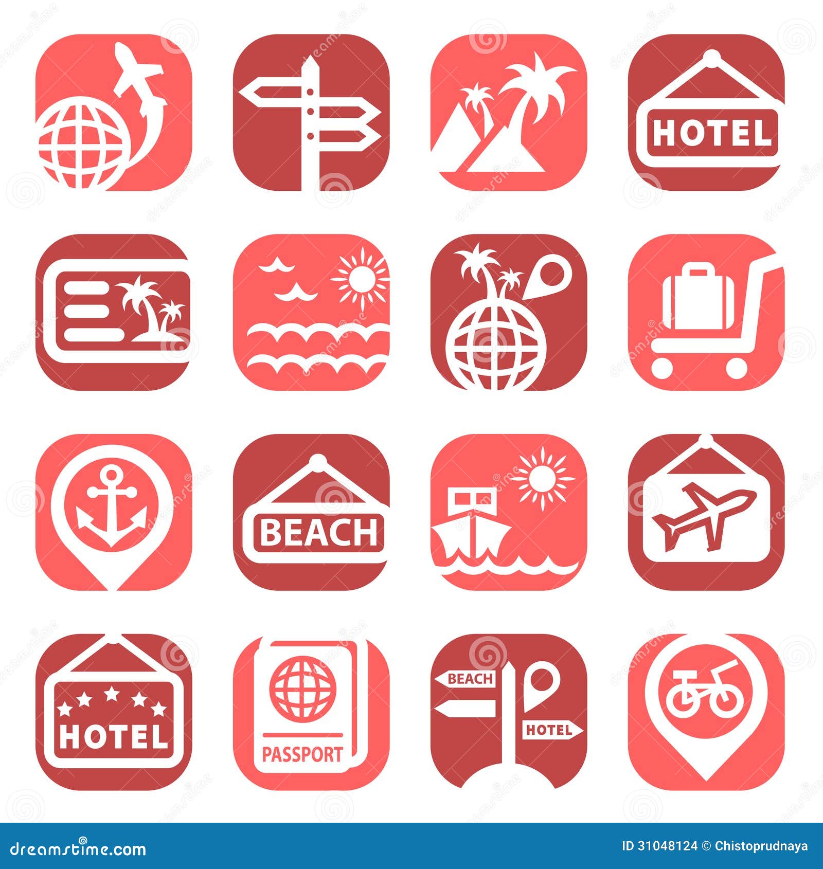 Color travel vector icons stock vector. Illustration of beach - 31048124