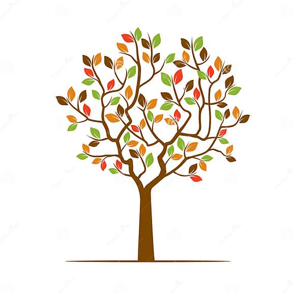 Color Tree with Leafs. stock vector. Illustration of pattern - 90837190