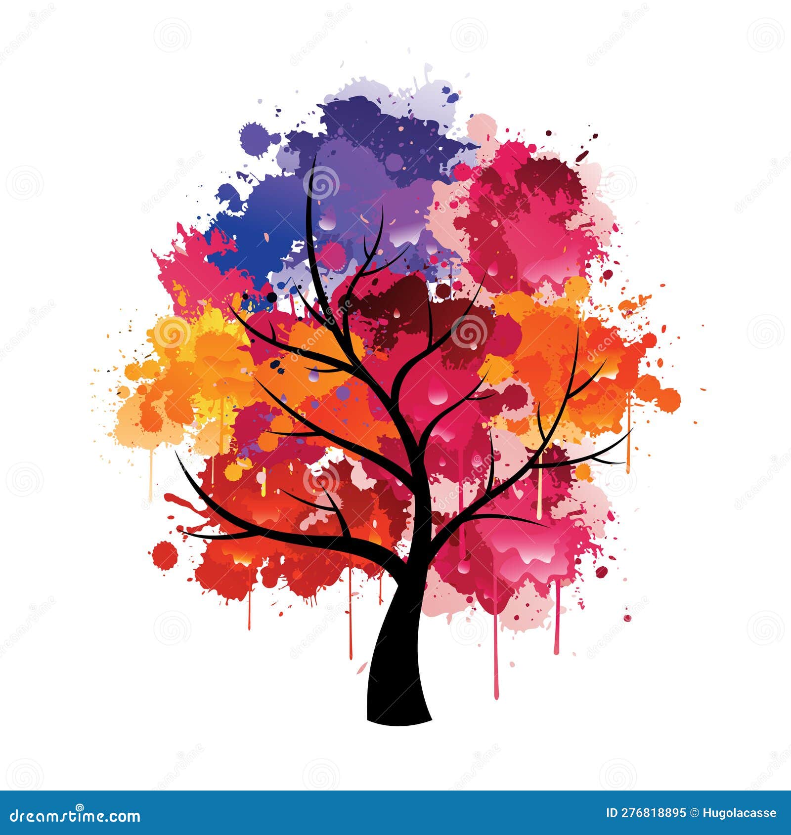 Color tree paint splat stock vector. Illustration of yellow - 276818895