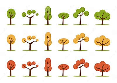Color trees set stock vector. Illustration of cartoon - 39471600