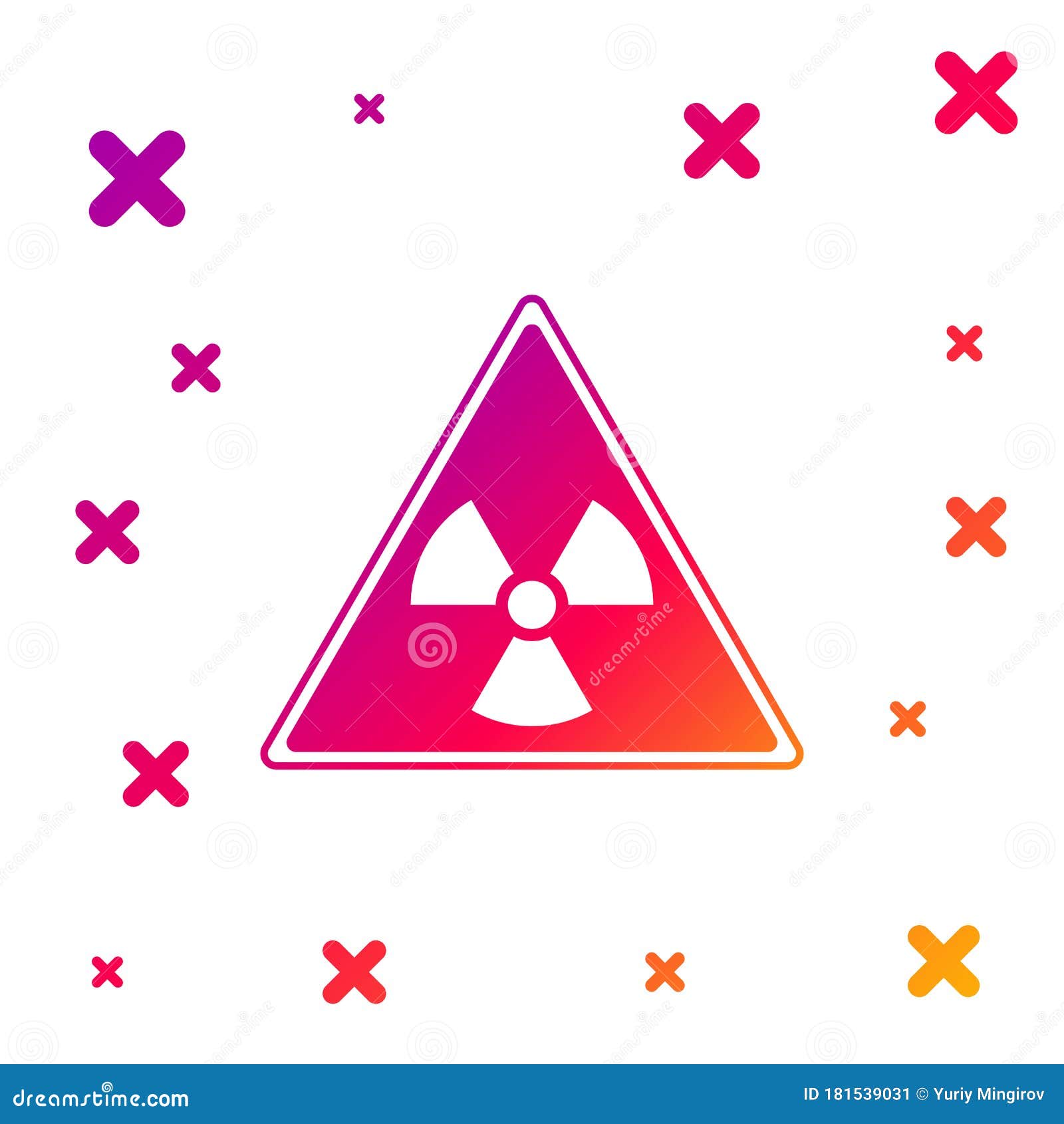 Color Triangle Sign with Radiation Symbol Icon Isolated on White ...