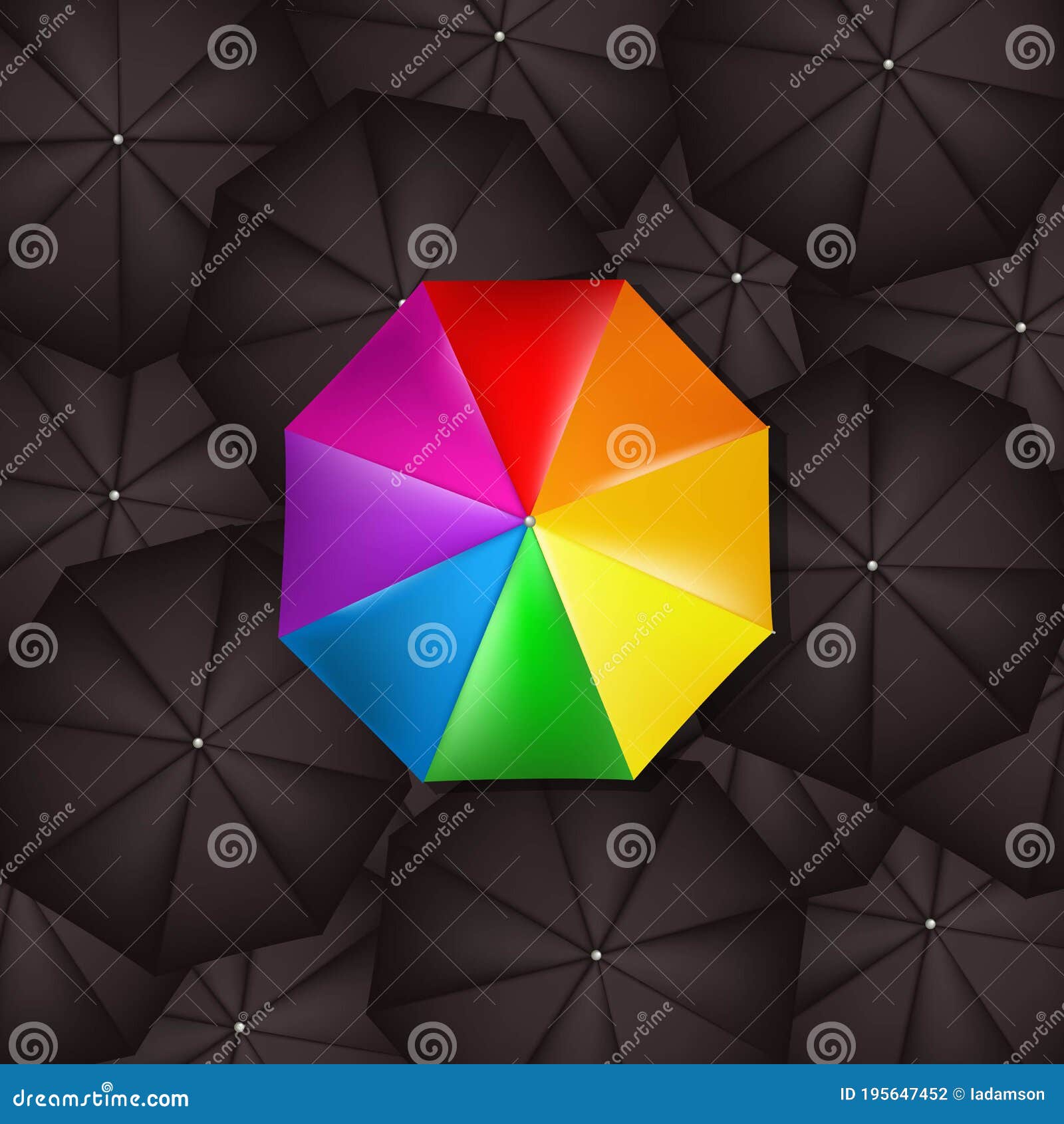 Color Umbrella Against Black Umbrellas Stock Vector - Illustration of ...