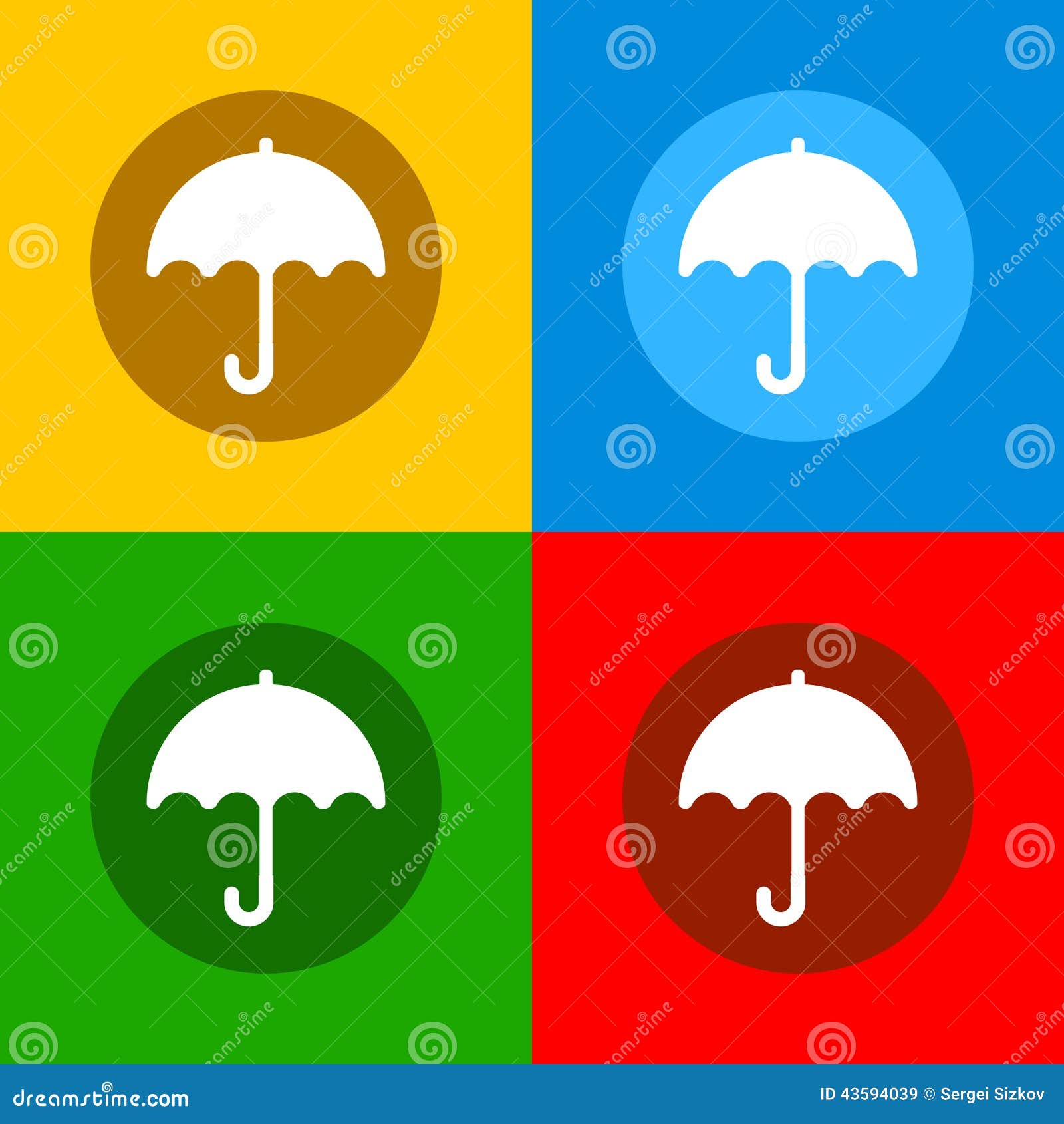 Color Umbrella Icons Set in Flat Design Style. Stock Vector ...