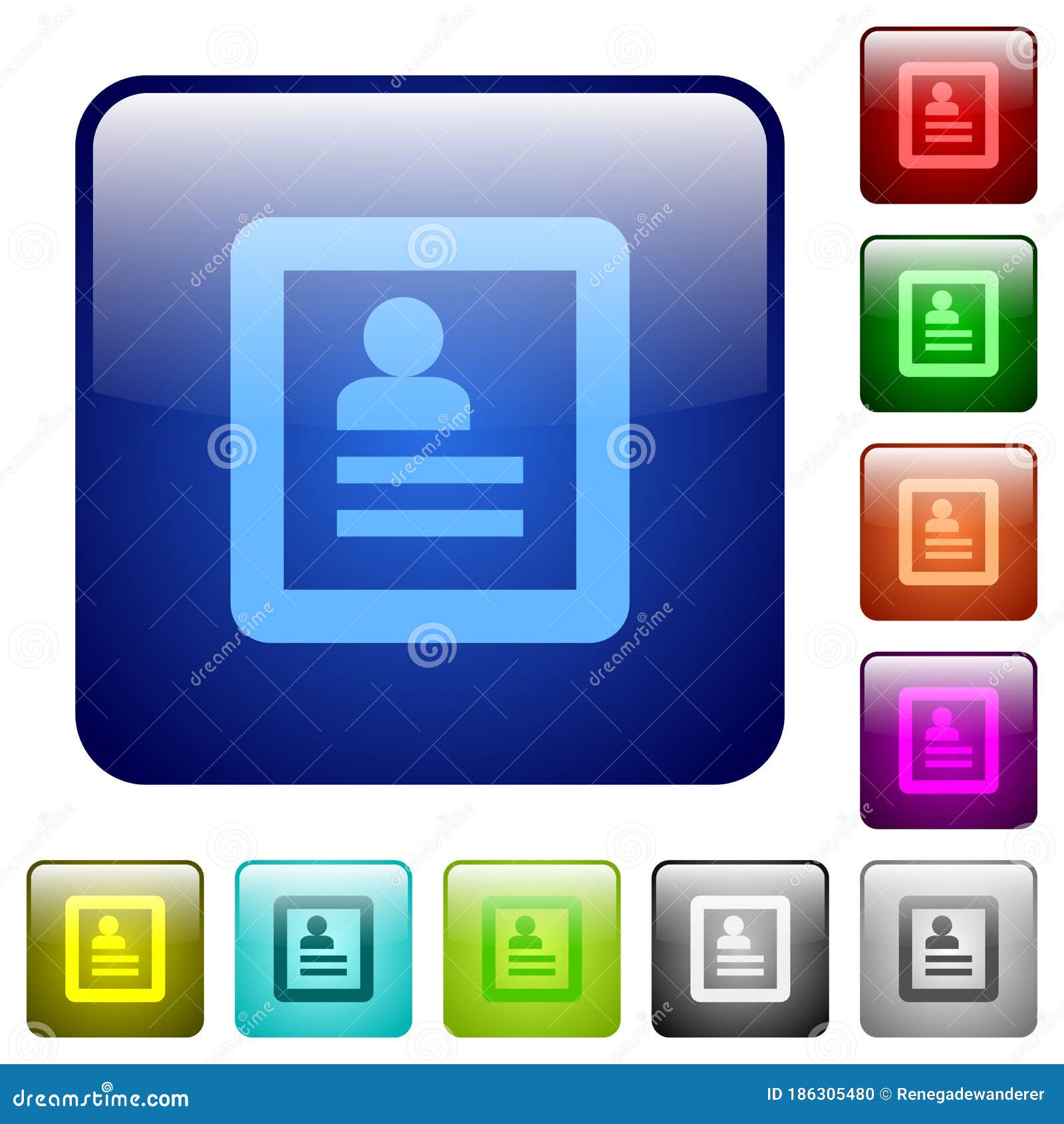 Color User Profile Square Buttons Stock Illustration - Illustration of ...