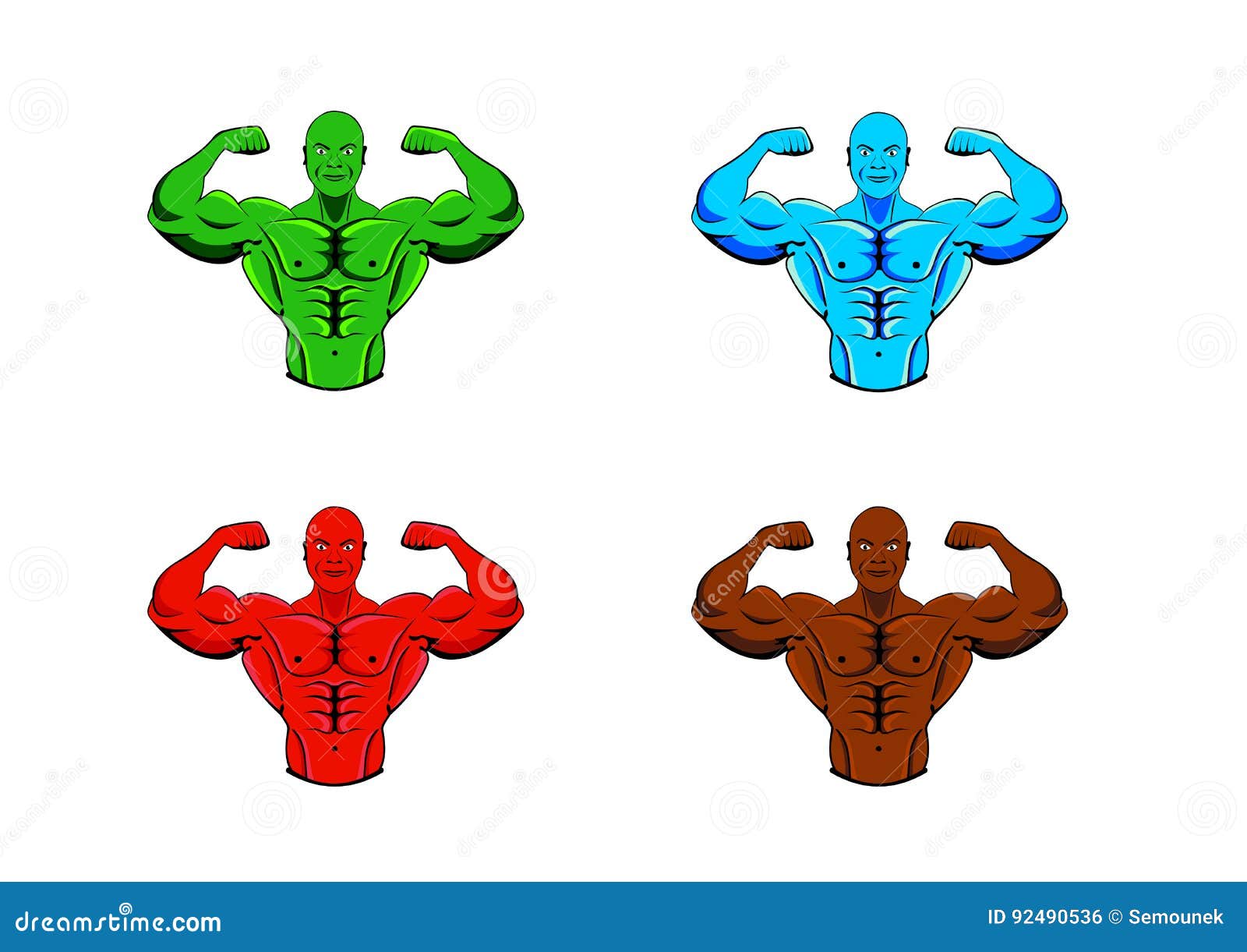 Color Variations of Bodybuilder, Strong Muscular Man, Athlete or ...
