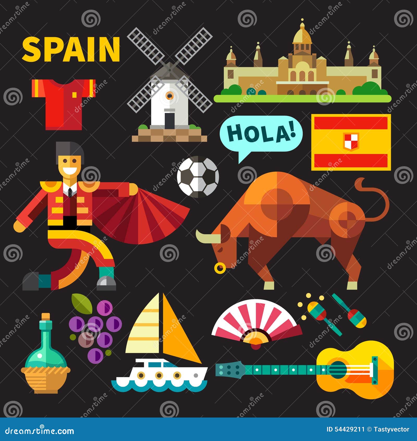 Color Vector Icons and Illustrations of Spain Stock Vector ...