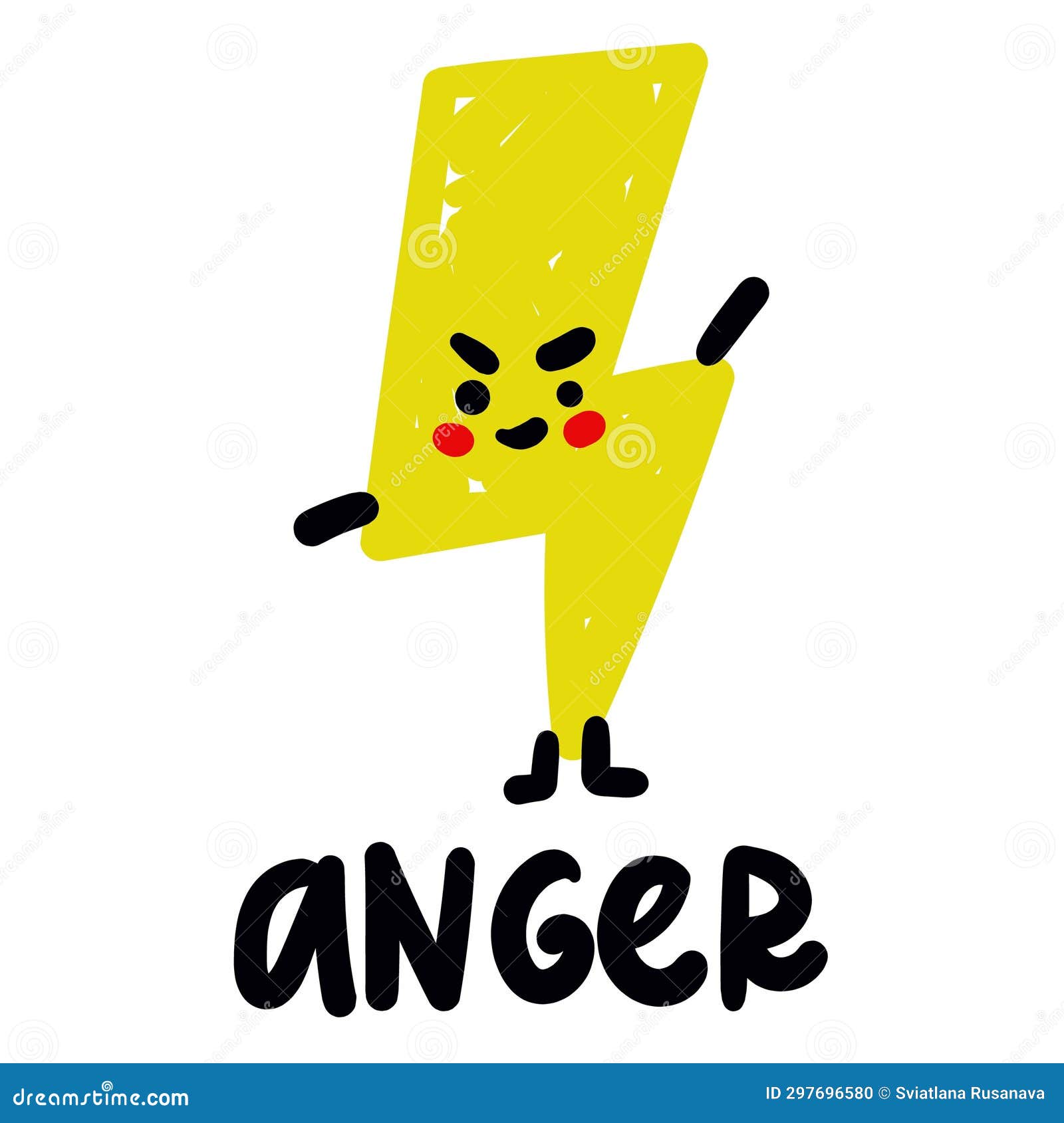 Color Vector Illustration of Aggression, Bright Evil Lightning in the ...