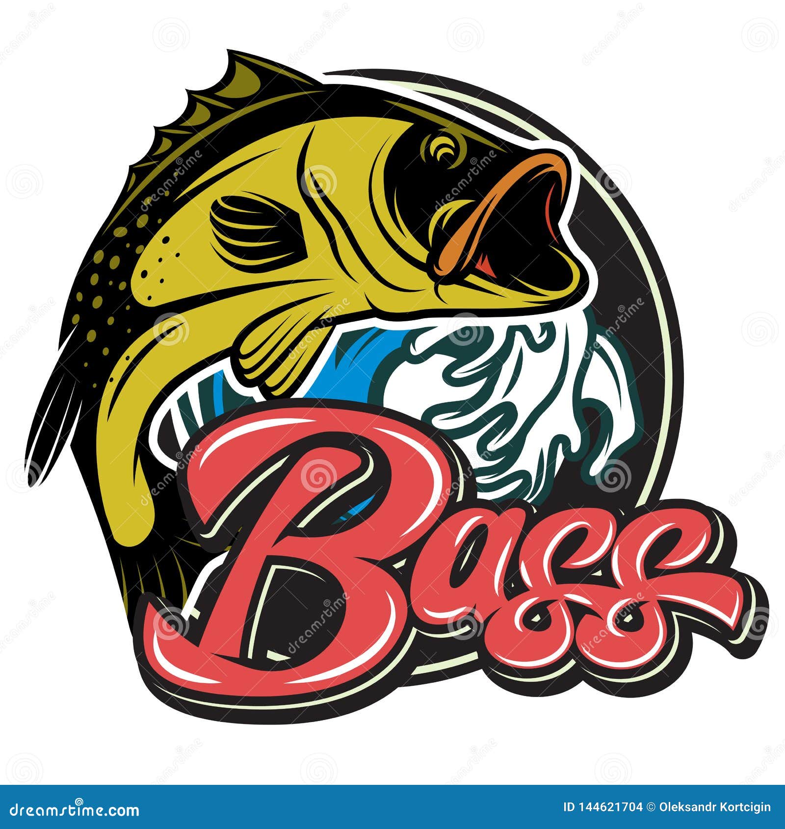 Color Vector Illustration with Bass and Calligraphy Lettering Stock ...