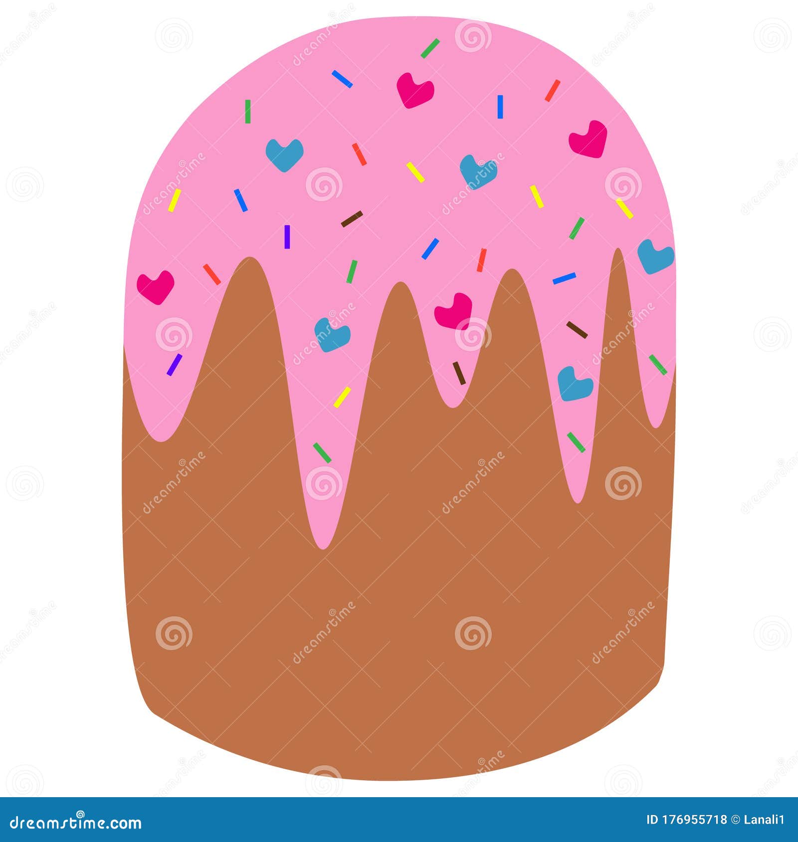 Color Vector Illustration of Easter Cake Watered with Pink Icing. Stock ...