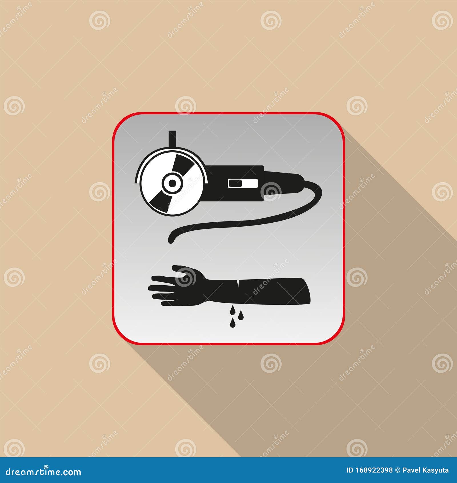 Injury when Working with a Cutting Machine. Conditional Sign. Vector ...