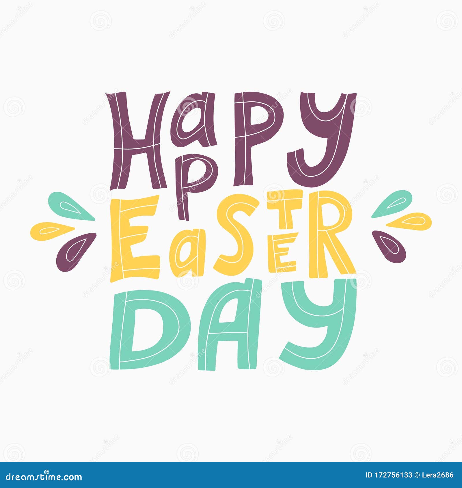 Color Vector Illustration with the Words Happy Easter. Hand Lettering ...