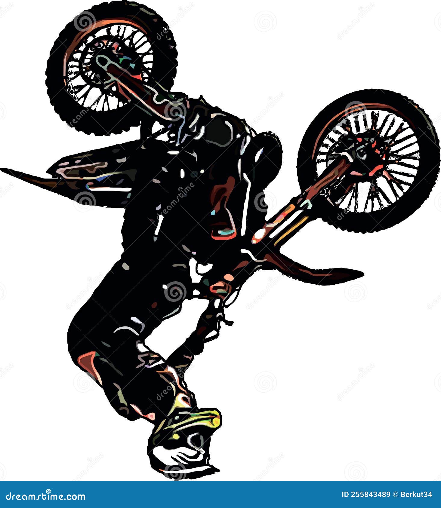Color Vector Image of Motorcyclist Performing an Extreme Jump Trick ...