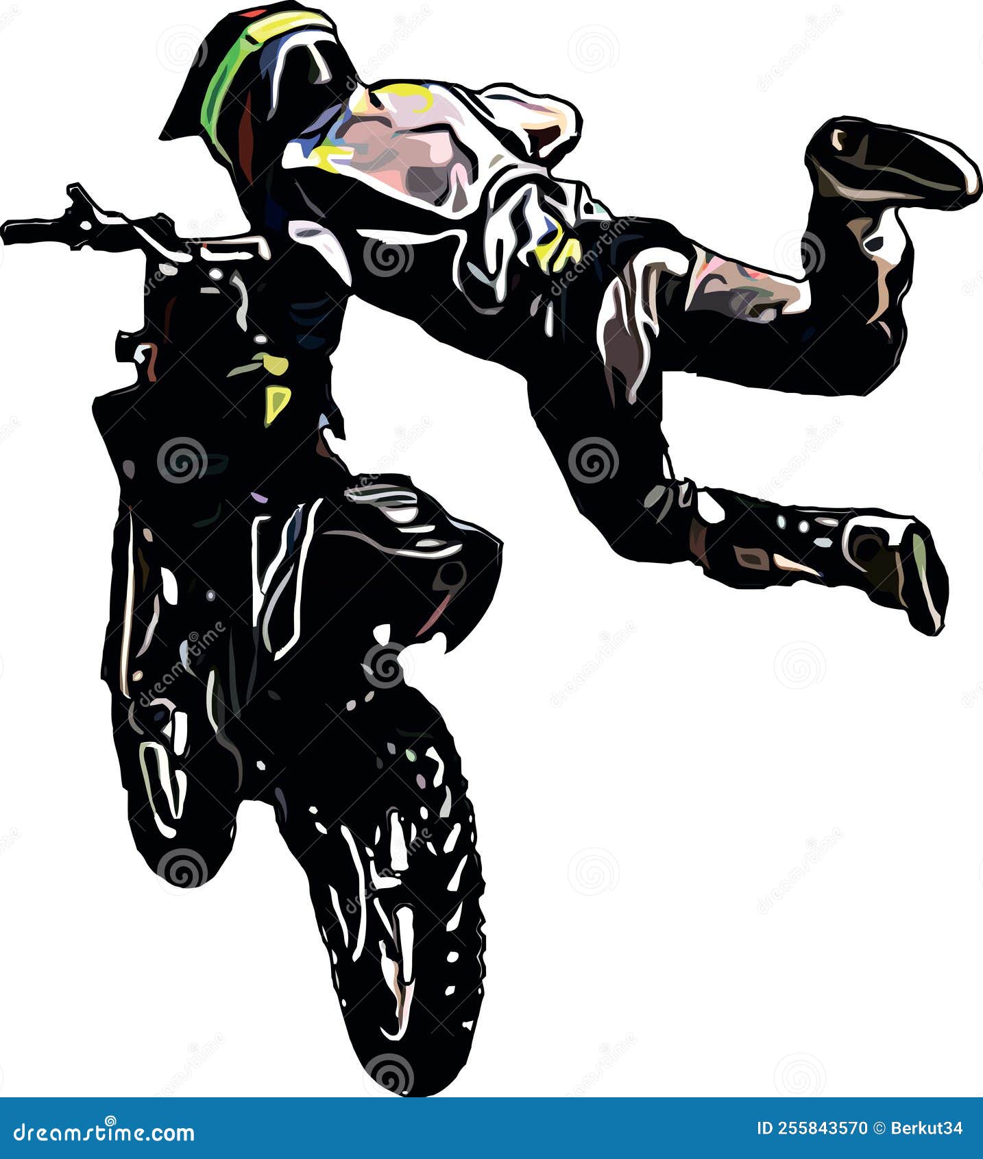 Color Vector Image of Motorcyclist Performing an Extreme Jump Trick ...