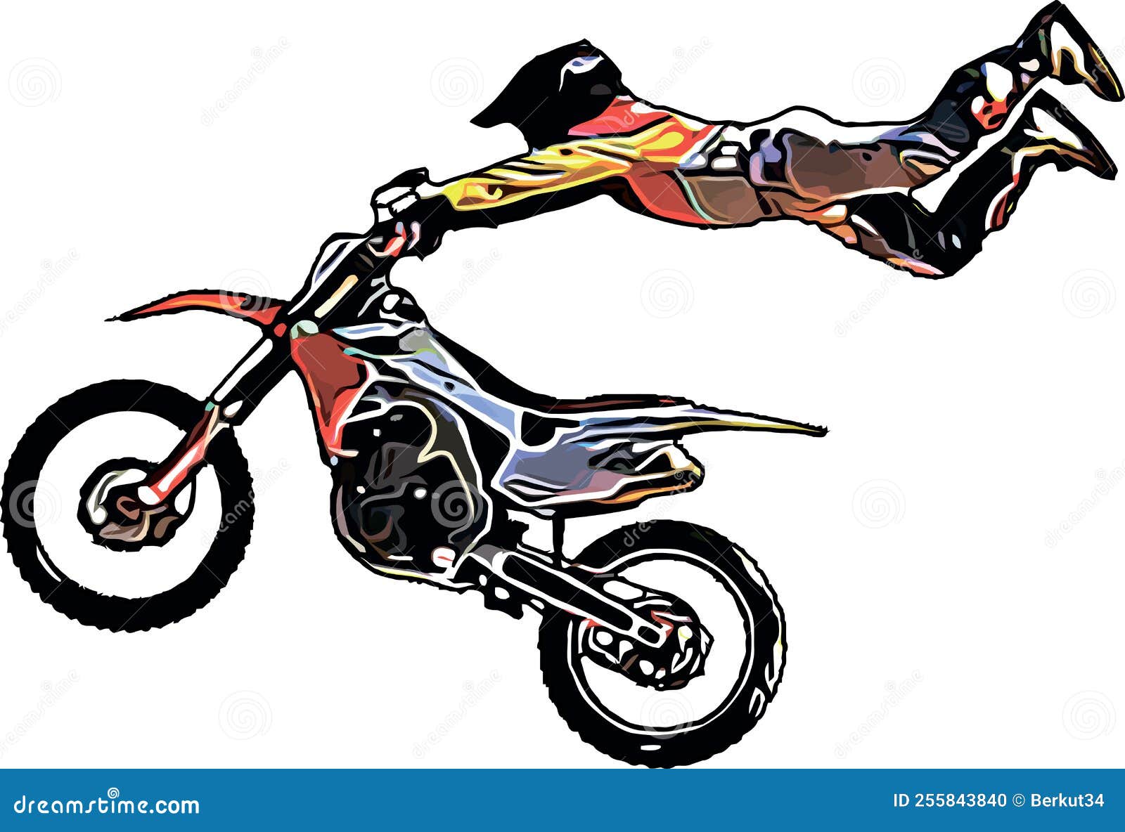 Color Vector Image of Motorcyclist Performing an Extreme Jump Trick ...