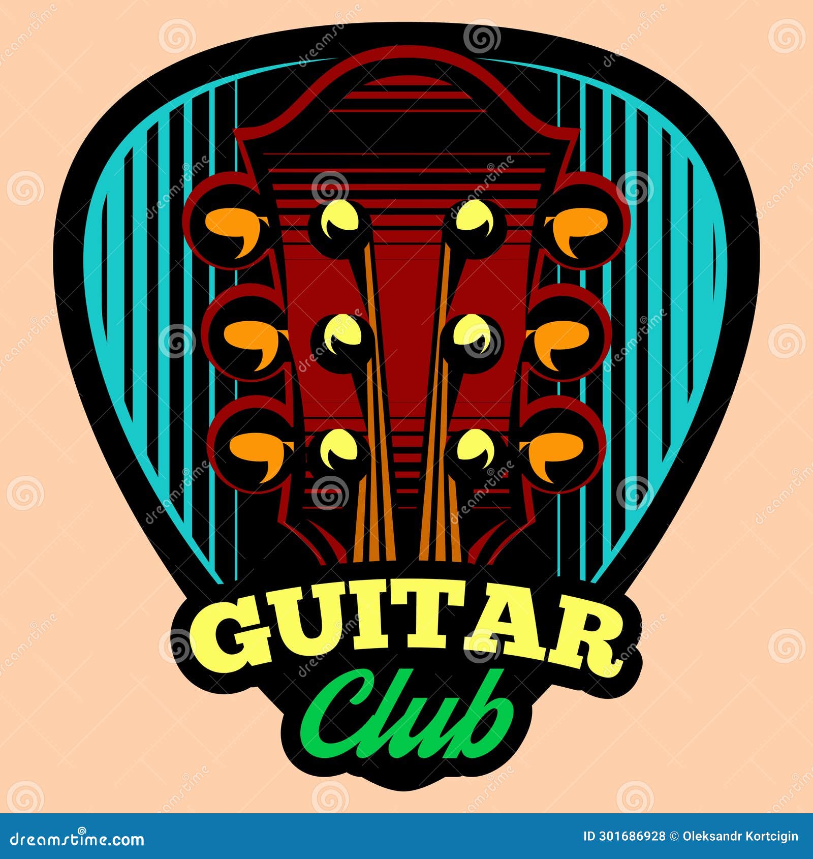 Color Vector Image with the Top of Guitar. Templates for Guitar Club ...