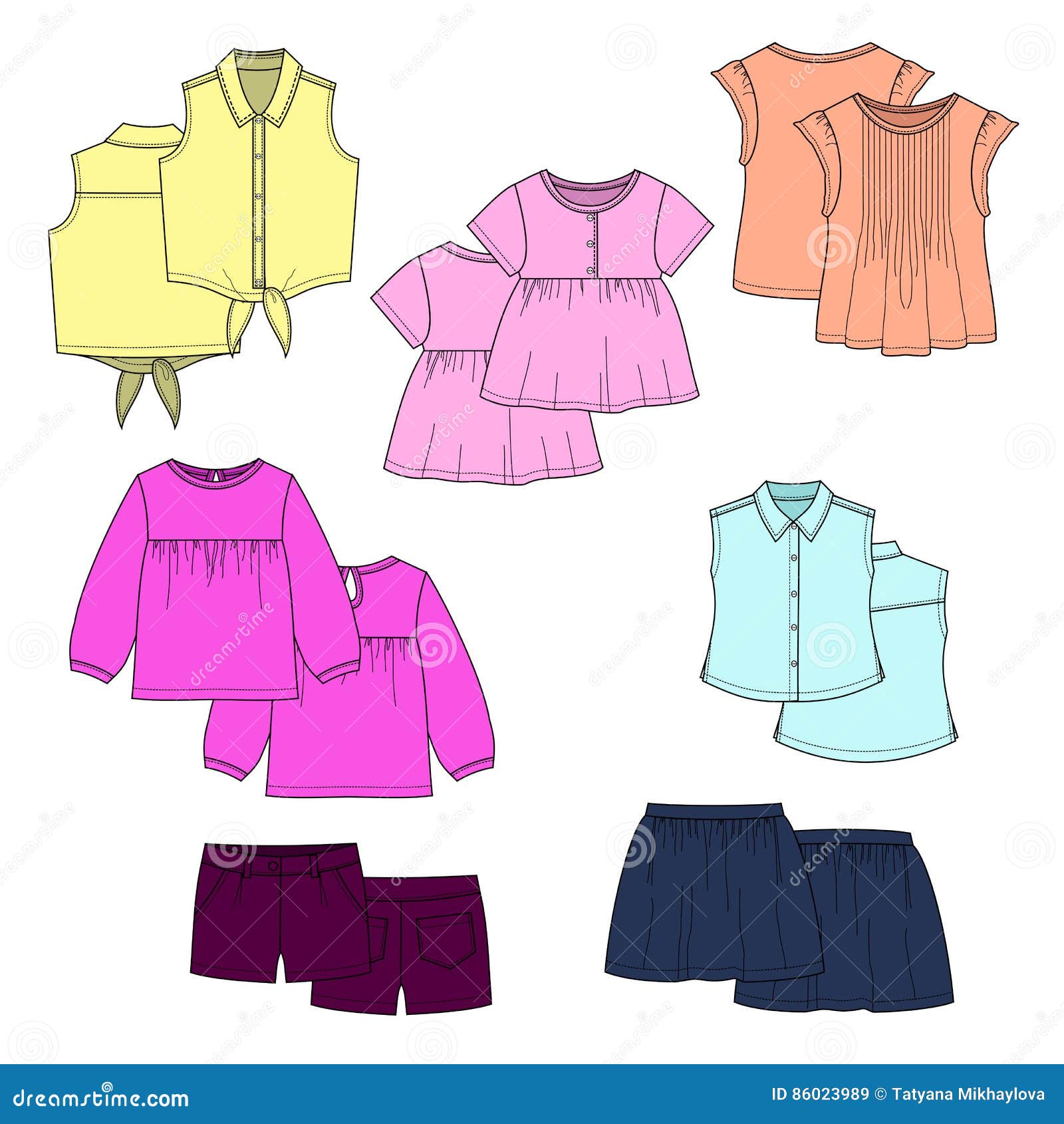 Color vector kids clothes. stock vector. Illustration of retail - 86023989