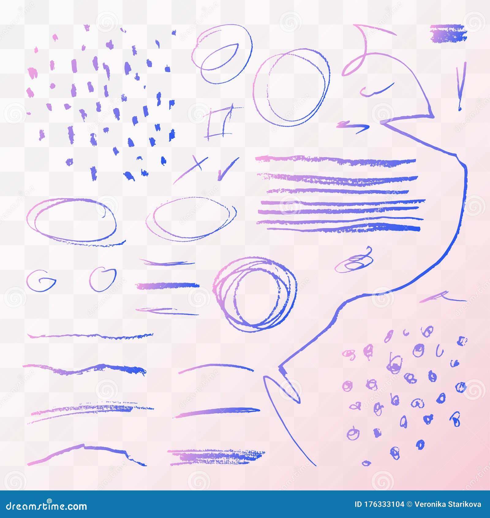 Set of Spots and Lines with a Pencil Stock Illustration - Illustration ...