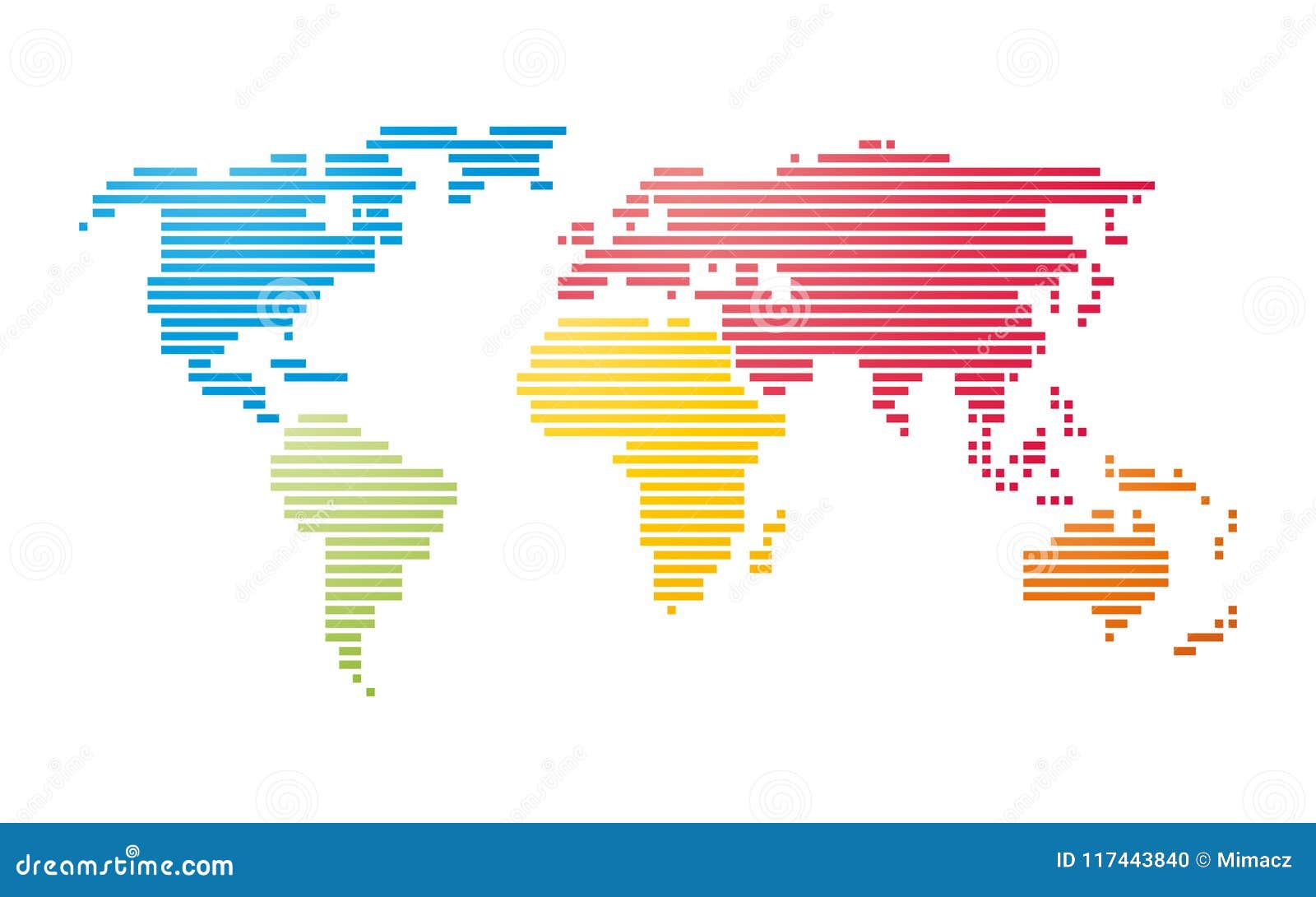 Color Vector Striped Map of the World Stock Vector - Illustration of ...