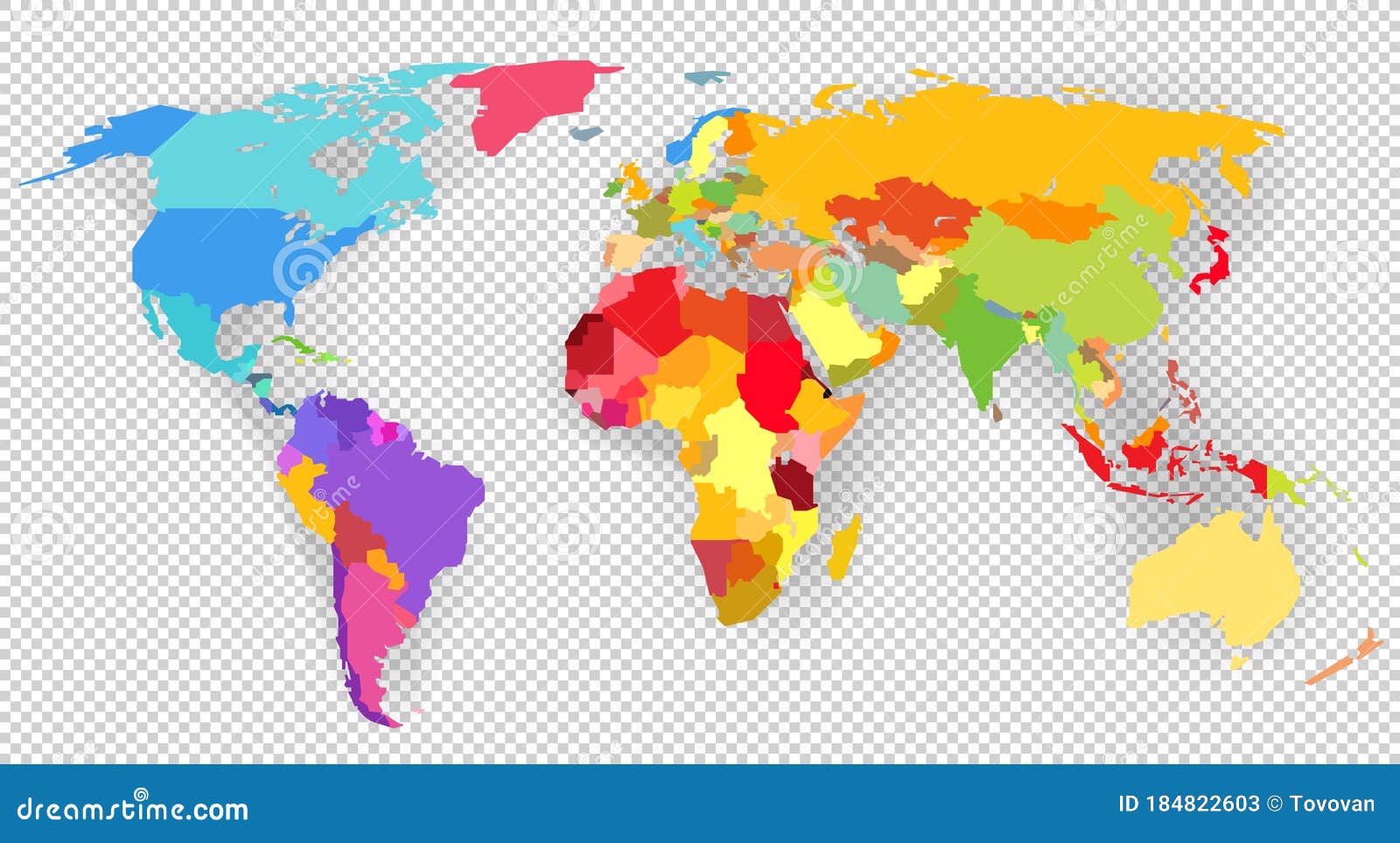 Color Vector World Map Isolated on Transparent Stock Vector ...
