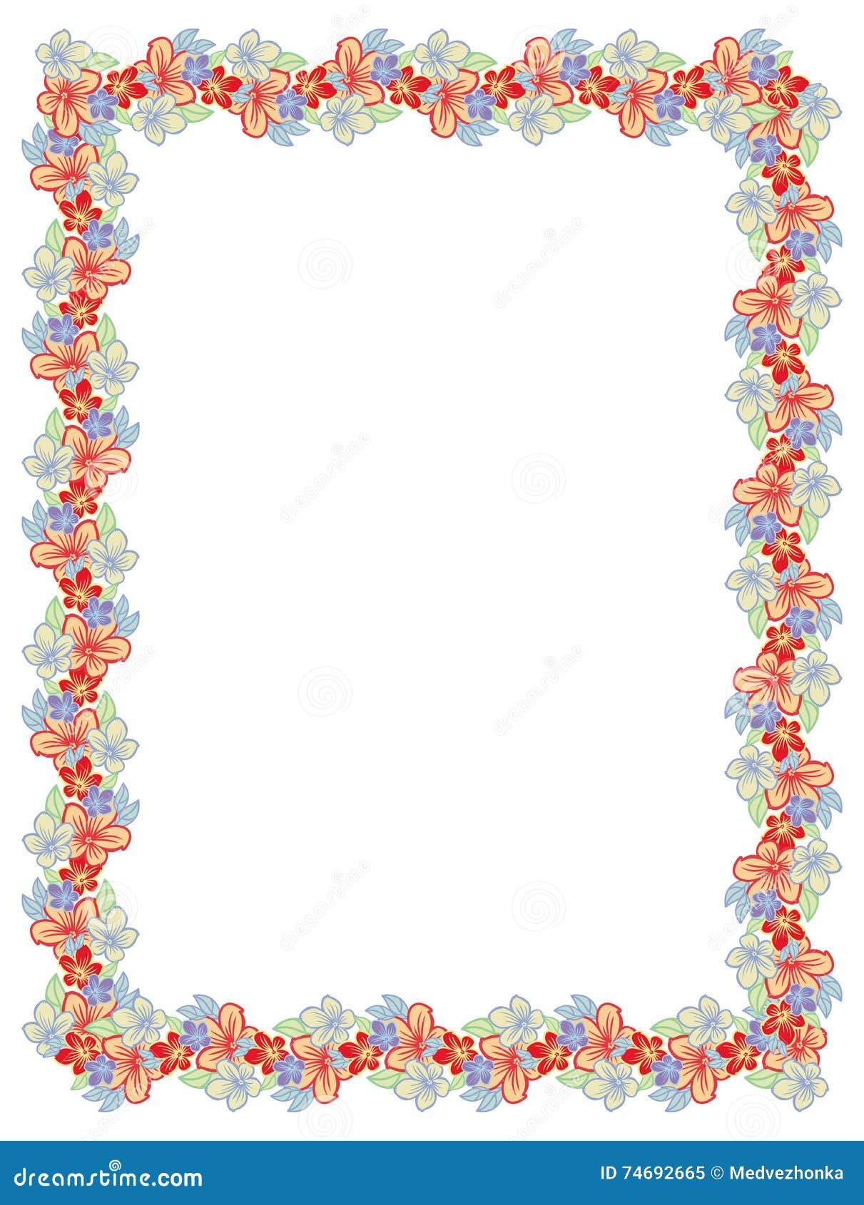 Color Vertical Frame with Abstract Flowers. Stock Illustration ...
