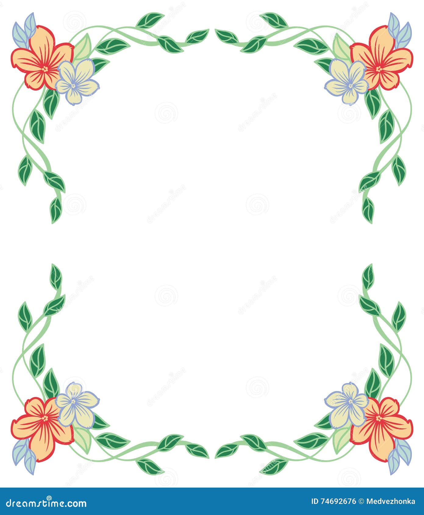 Color Vertical Frame with Abstract Flowers. Stock Illustration ...