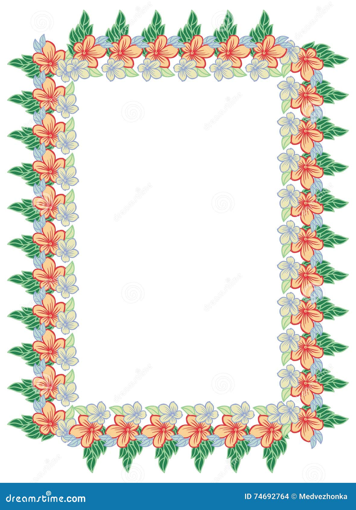 Color Vertical Frame with Abstract Flowers. Stock Photo - Image of ...