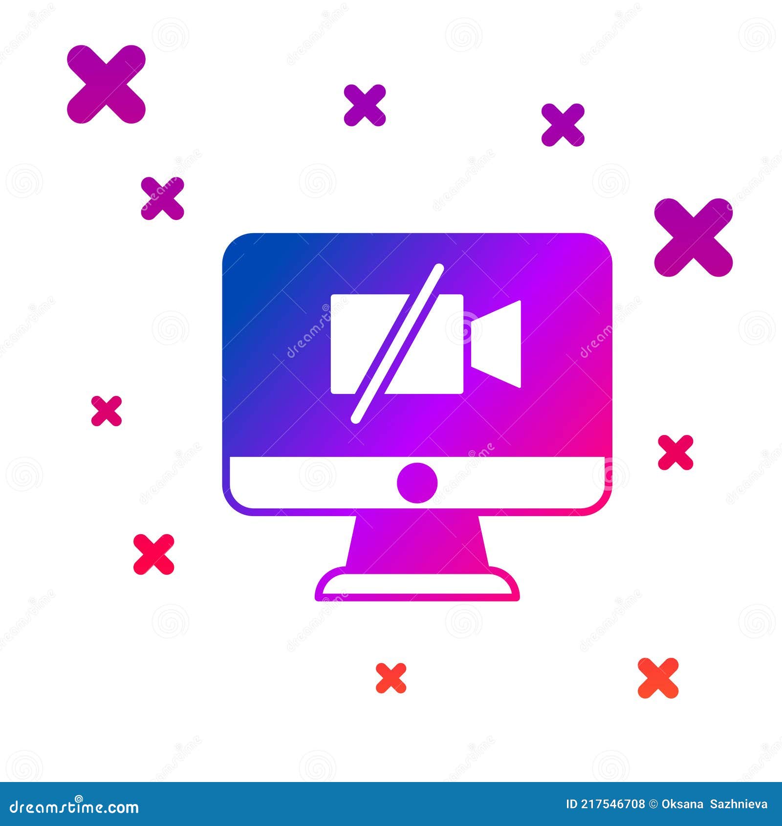 Color Video Camera Off on Computer Icon Isolated on White Background ...