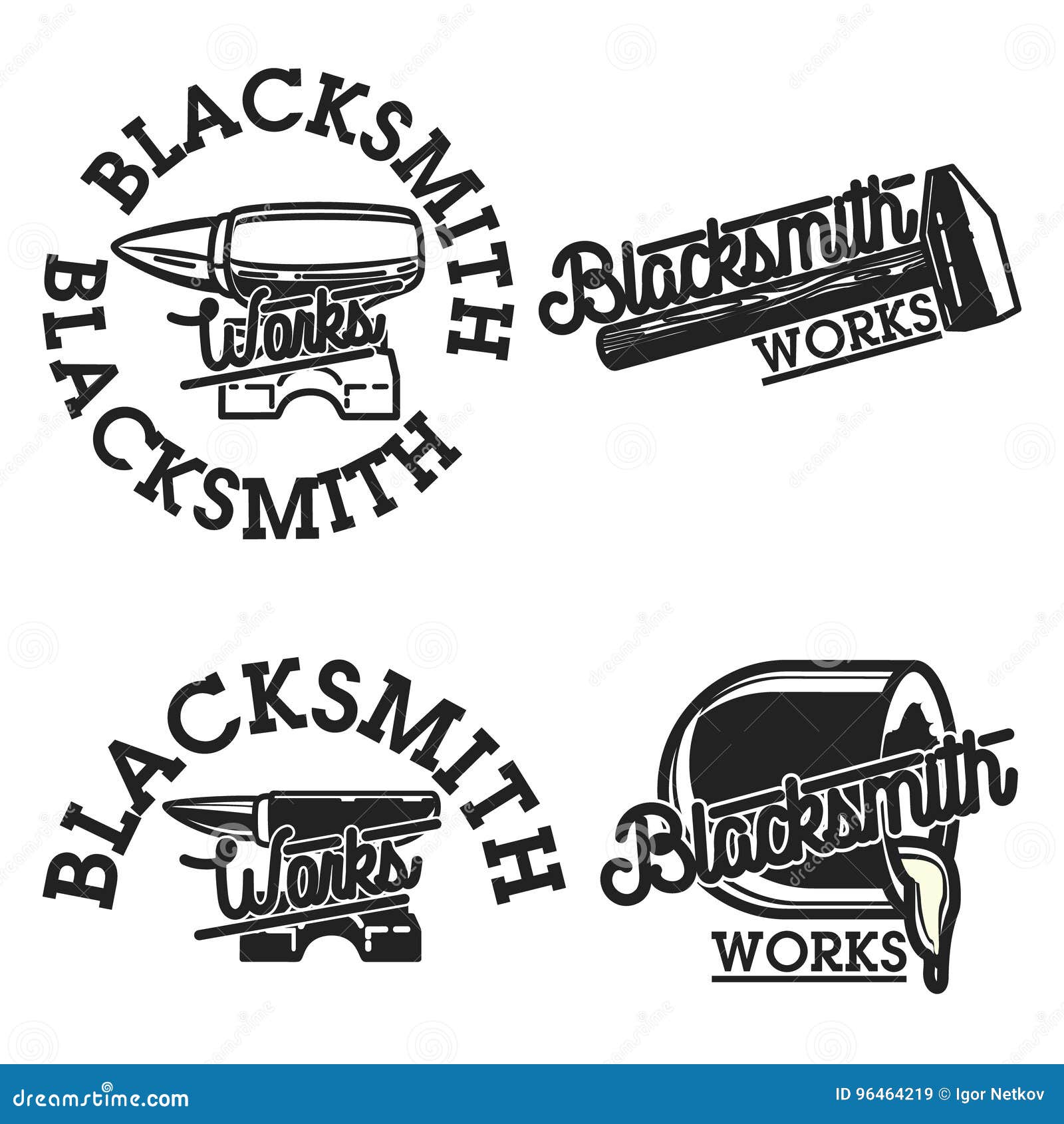 Color Vintage Blacksmith Emblems Stock Vector - Illustration of master ...