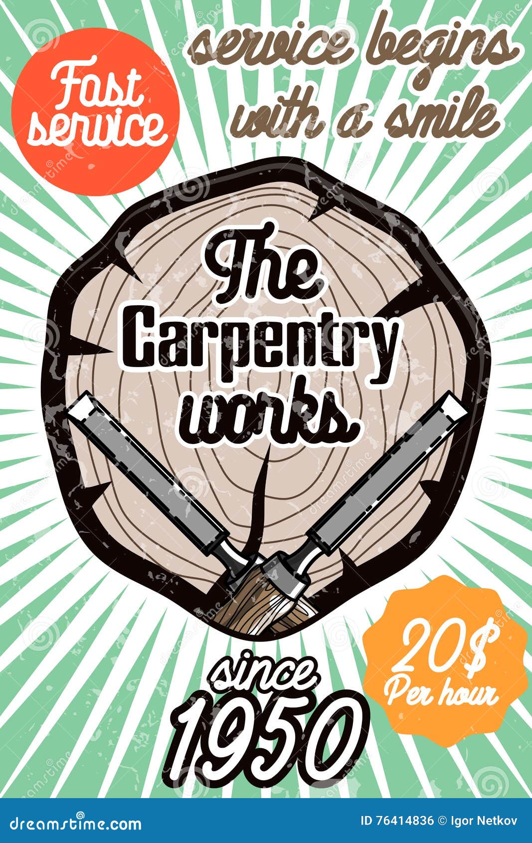 Color Vintage Carpenter Poster Stock Vector - Illustration of banner ...