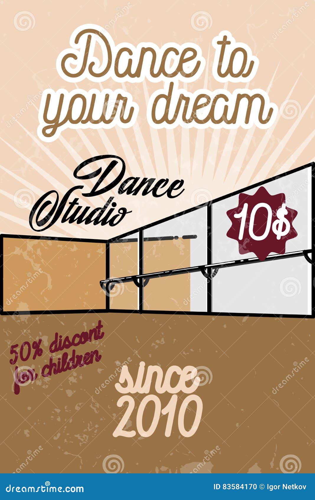 Color Vintage Dance Studio Banner Stock Vector - Illustration of dancer ...