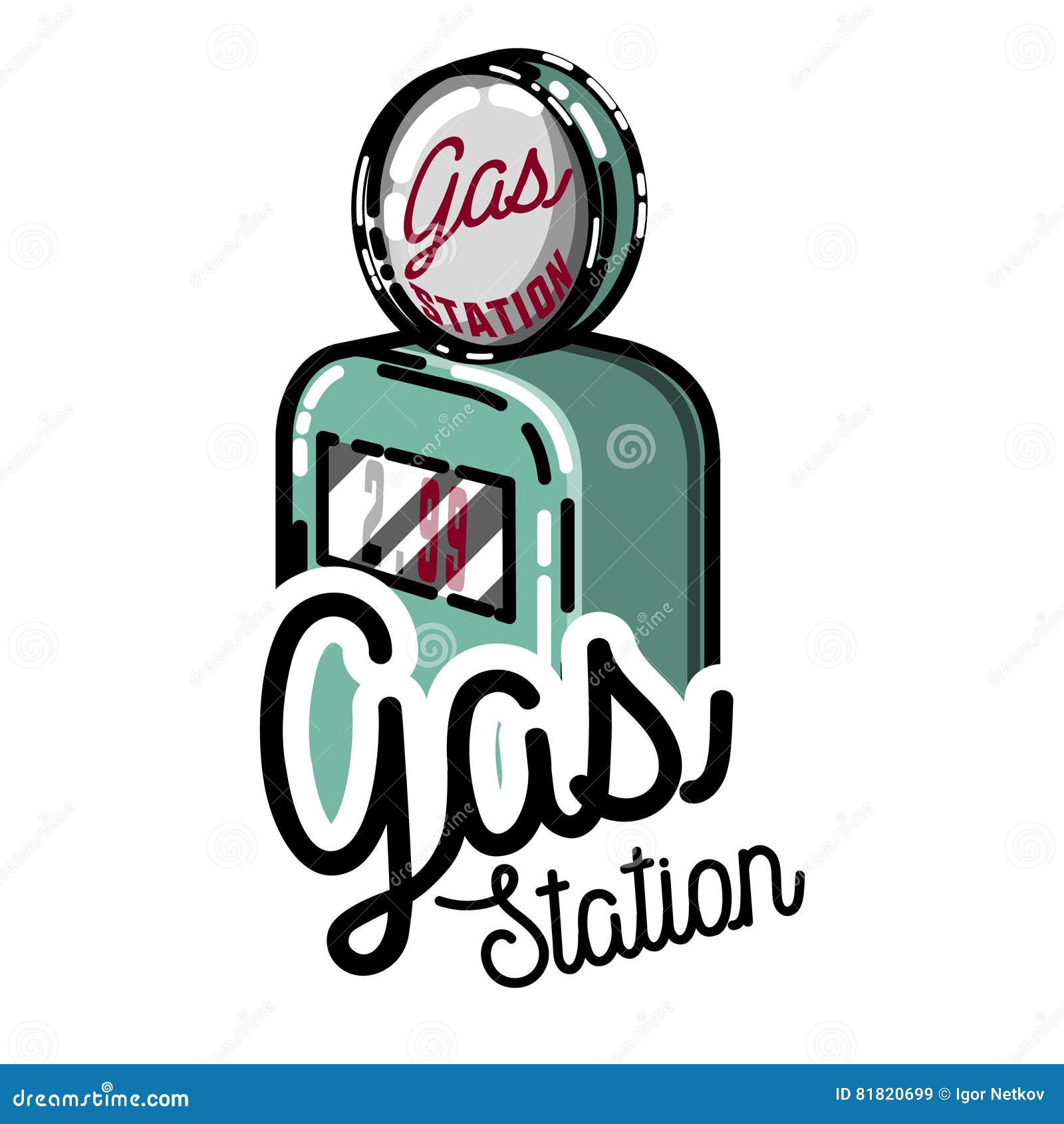 Color Vintage Gas Station Emblem Stock Vector - Illustration of ...