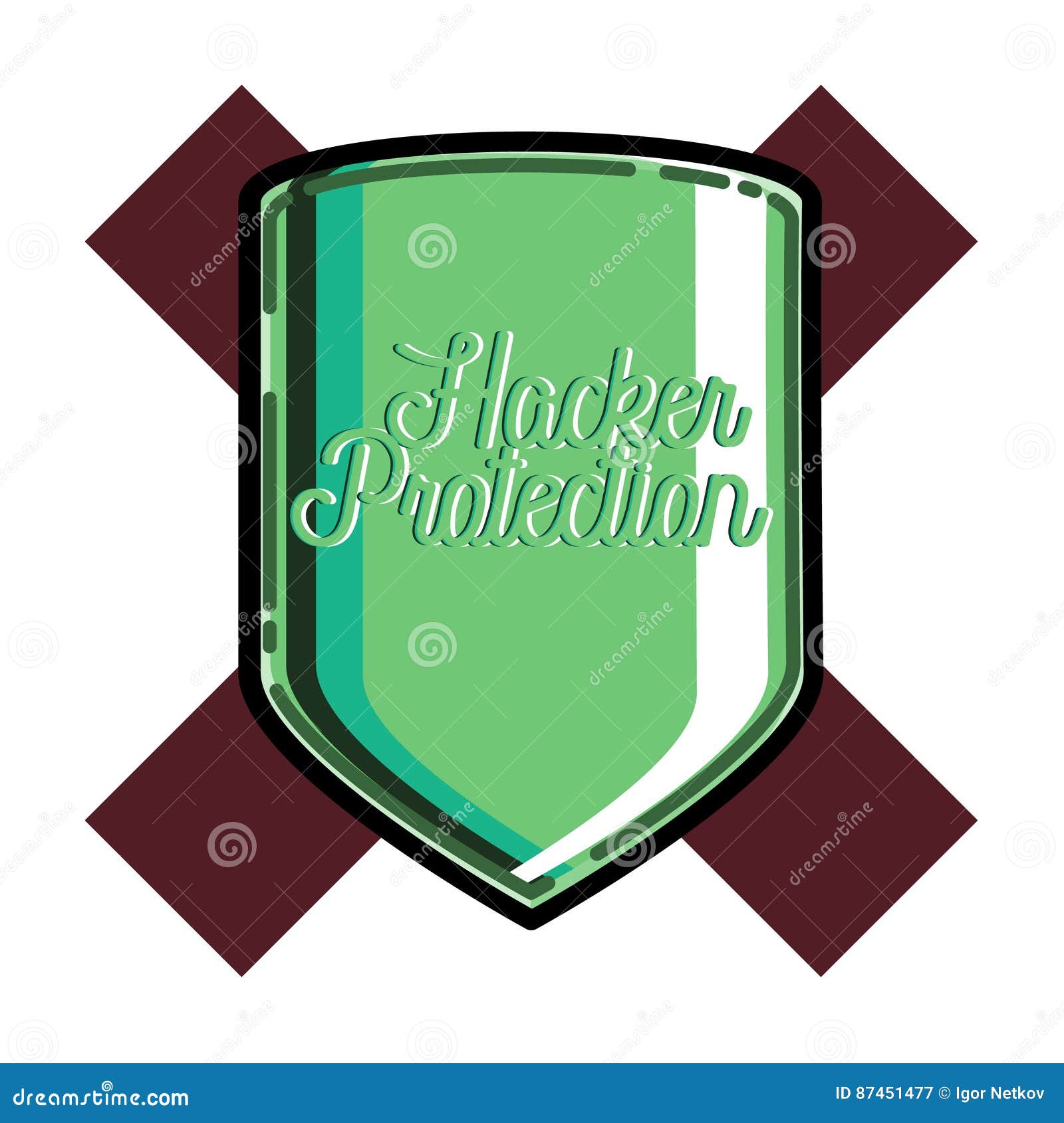 Color Vintage Hacker Protection Emblem Stock Vector - Illustration of ...