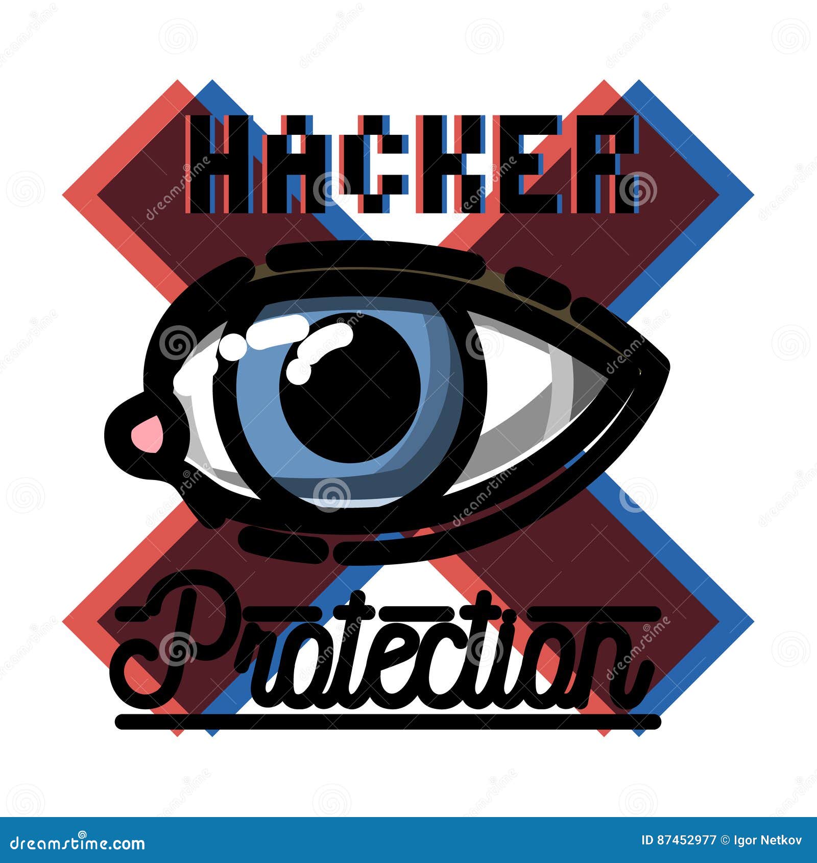 Color Vintage Hacker Protection Emblem Stock Vector - Illustration of ...