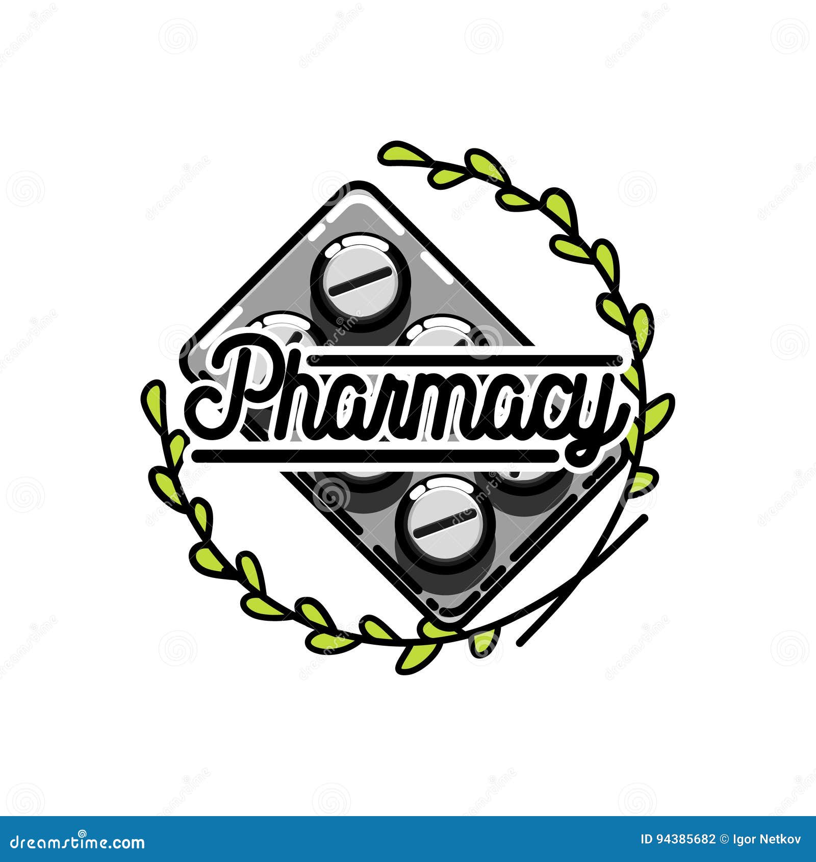 Color Vintage Pharmacy Emblem Stock Vector - Illustration of badge ...