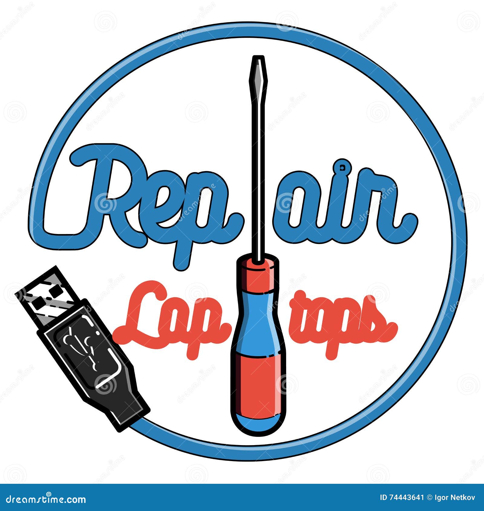 Color Vintage Repair Computers and Laptops Emblem Stock Vector ...