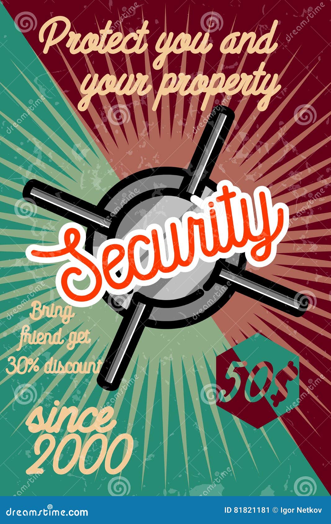 Color Vintage Security Poster Stock Vector - Illustration of business ...