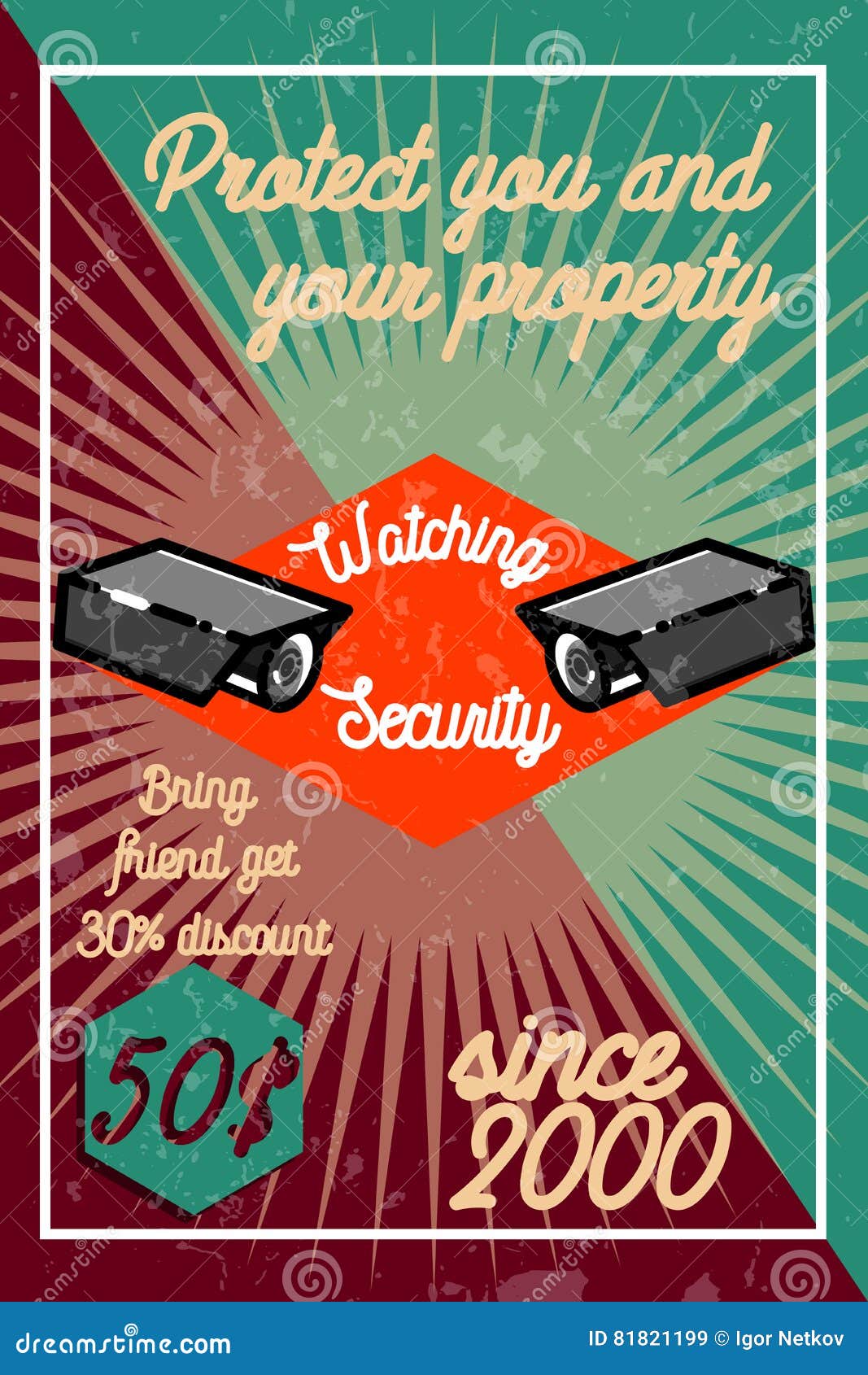 Color Vintage Security Poster Stock Vector - Illustration of badge ...