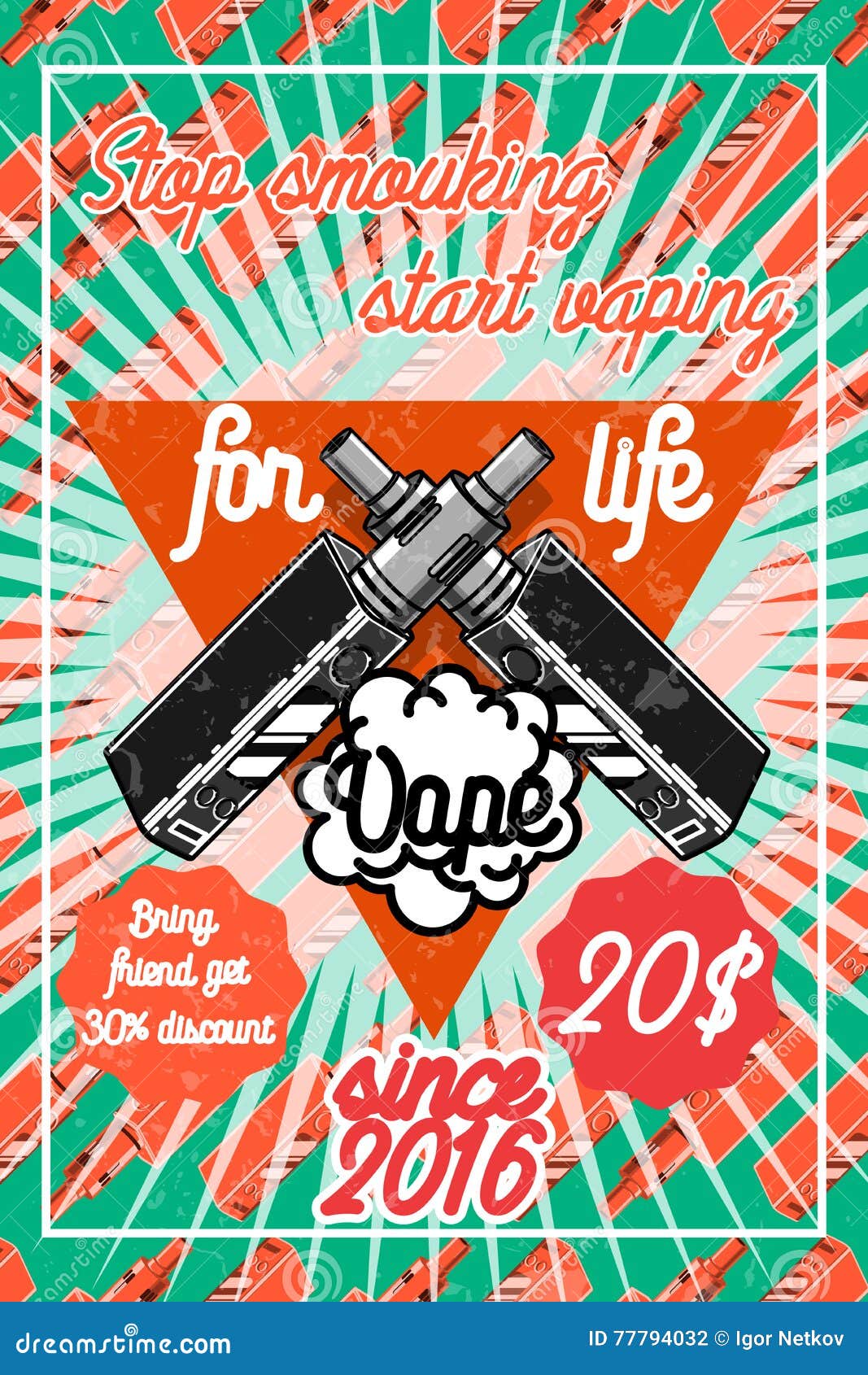 Color Vintage Vape, E-cigarette Poster Stock Vector - Illustration of ...