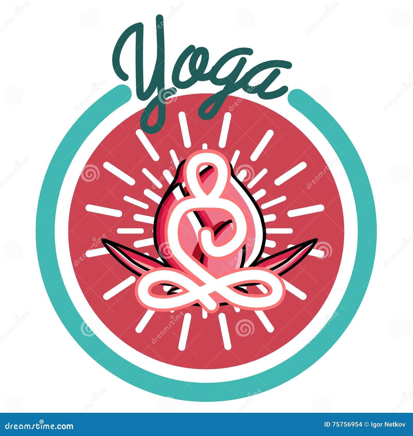 Color vintage yoga emblem stock vector. Illustration of human - 75756954