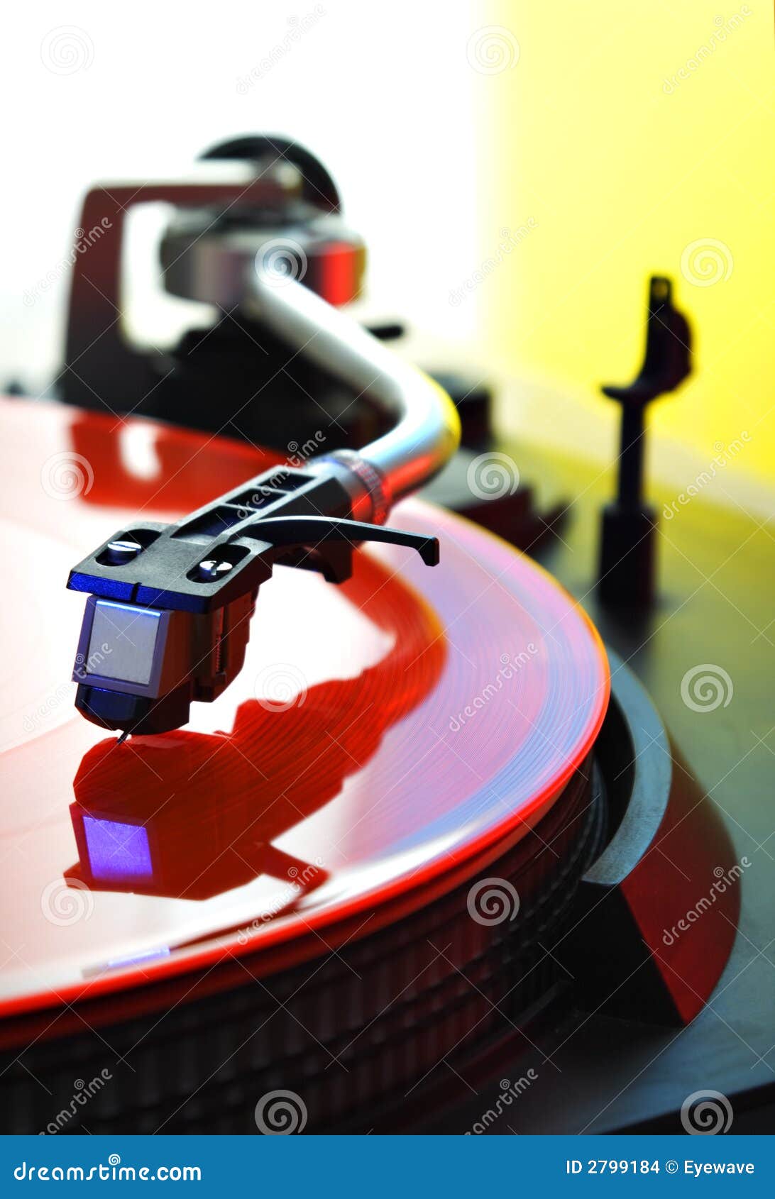 Color Vinyl Disc on Turntable Stock Photo - Image of songs ...
