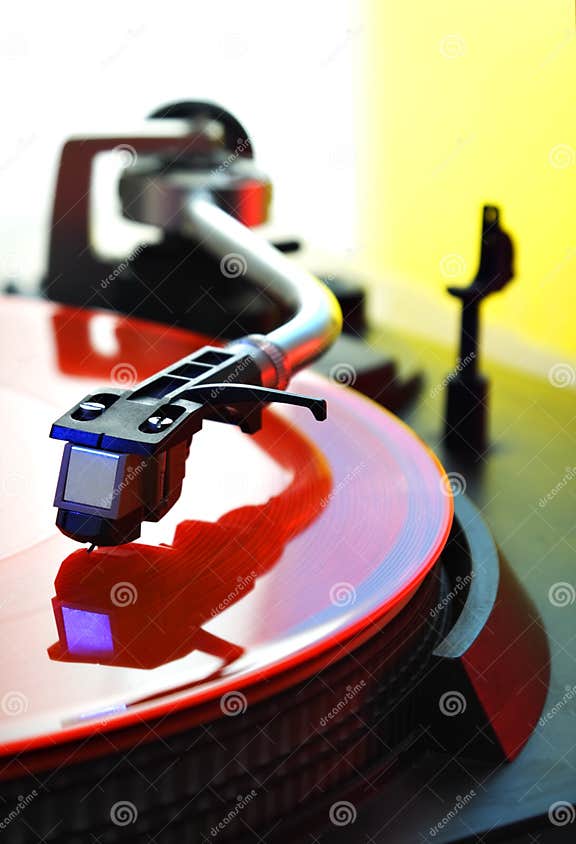 Color Vinyl Disc on Turntable Stock Photo - Image of songs ...