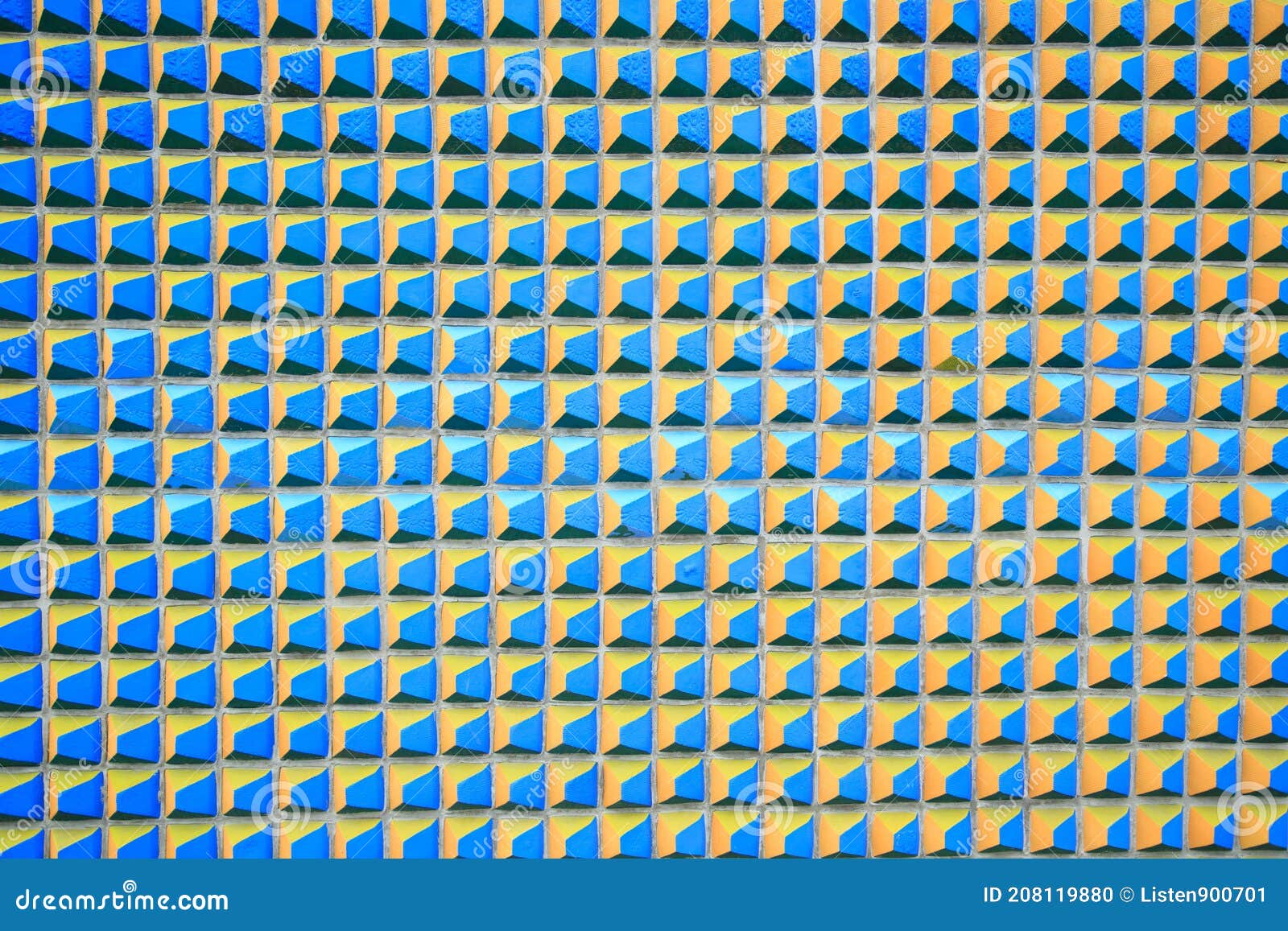 Color Wall Background, Blue and Yellow Color with Cone Shape on the ...