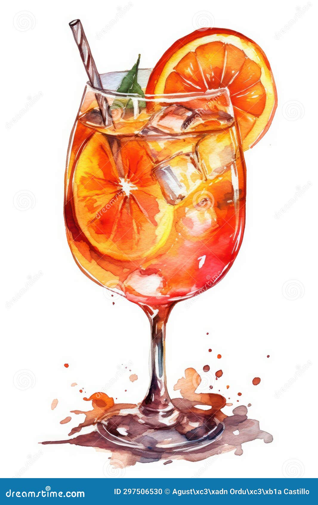 Color Watercolor Drawing of a Fruit Cocktail. Stock Photo - Image of ...