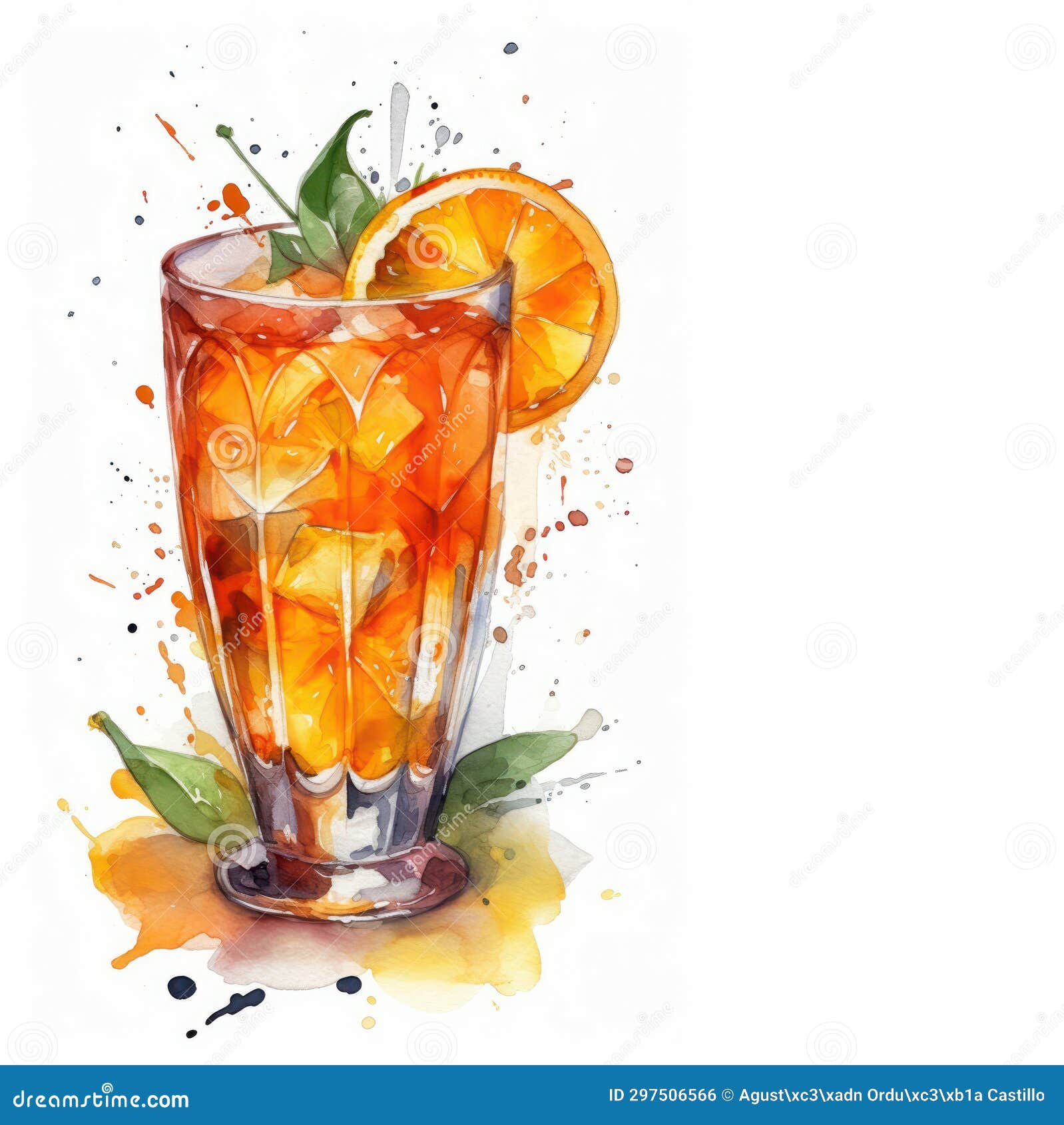 Color Watercolor Drawing of a Fruit Cocktail. Stock Photo - Image of ...