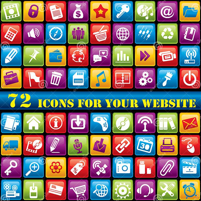 Color web icons stock vector. Illustration of file, internet - 24845987